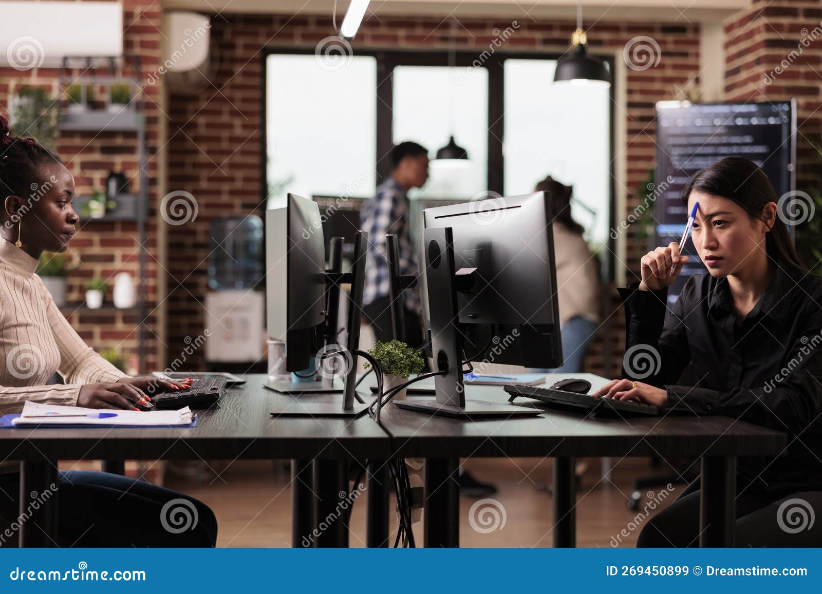 Pensive Asian Tech Programmer Working on Code Development Stock Image - Image of employee, code ...