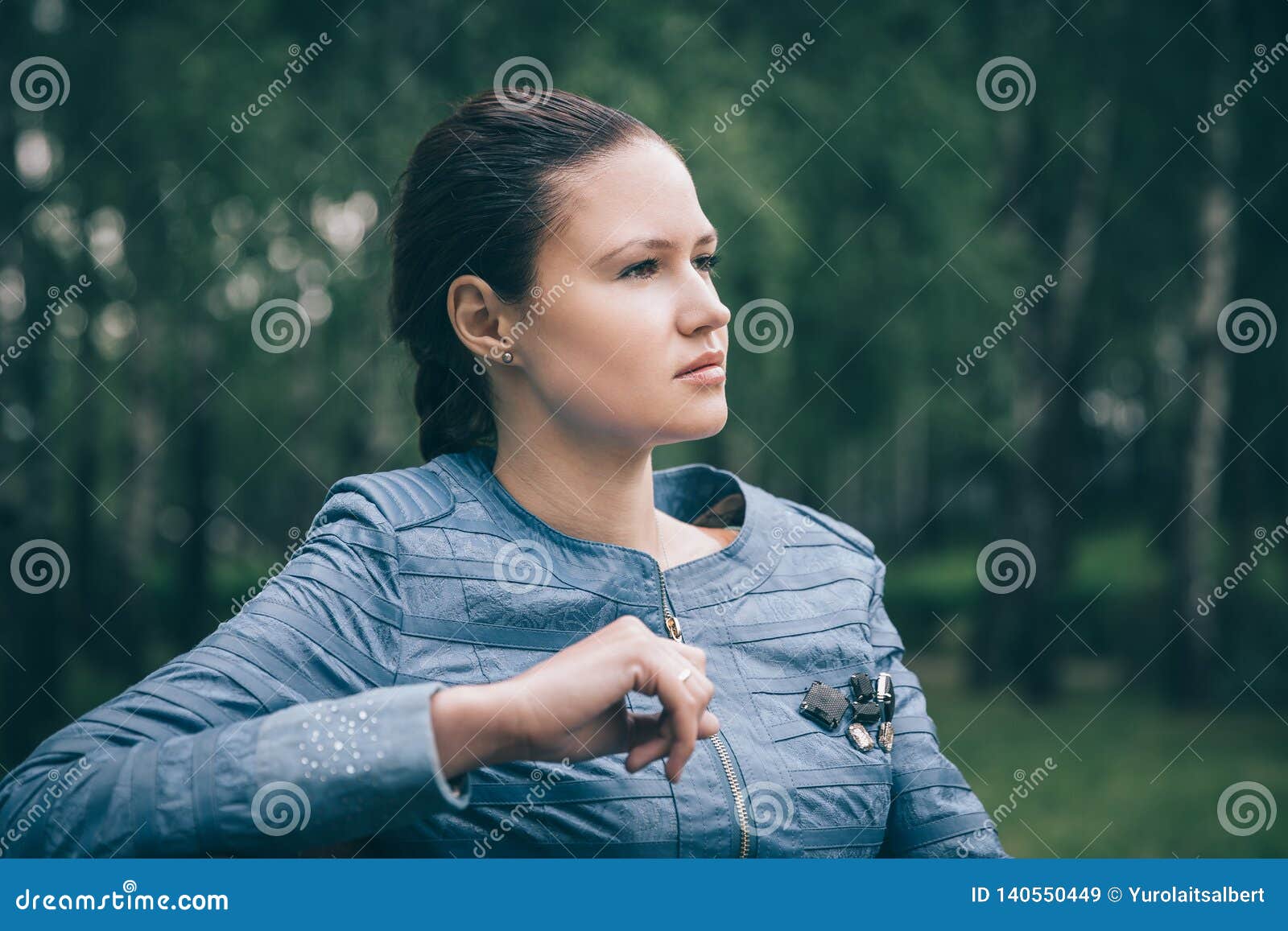 Pensive Beautiful Woman Sitting On A Park Bench Stock Image Image Of