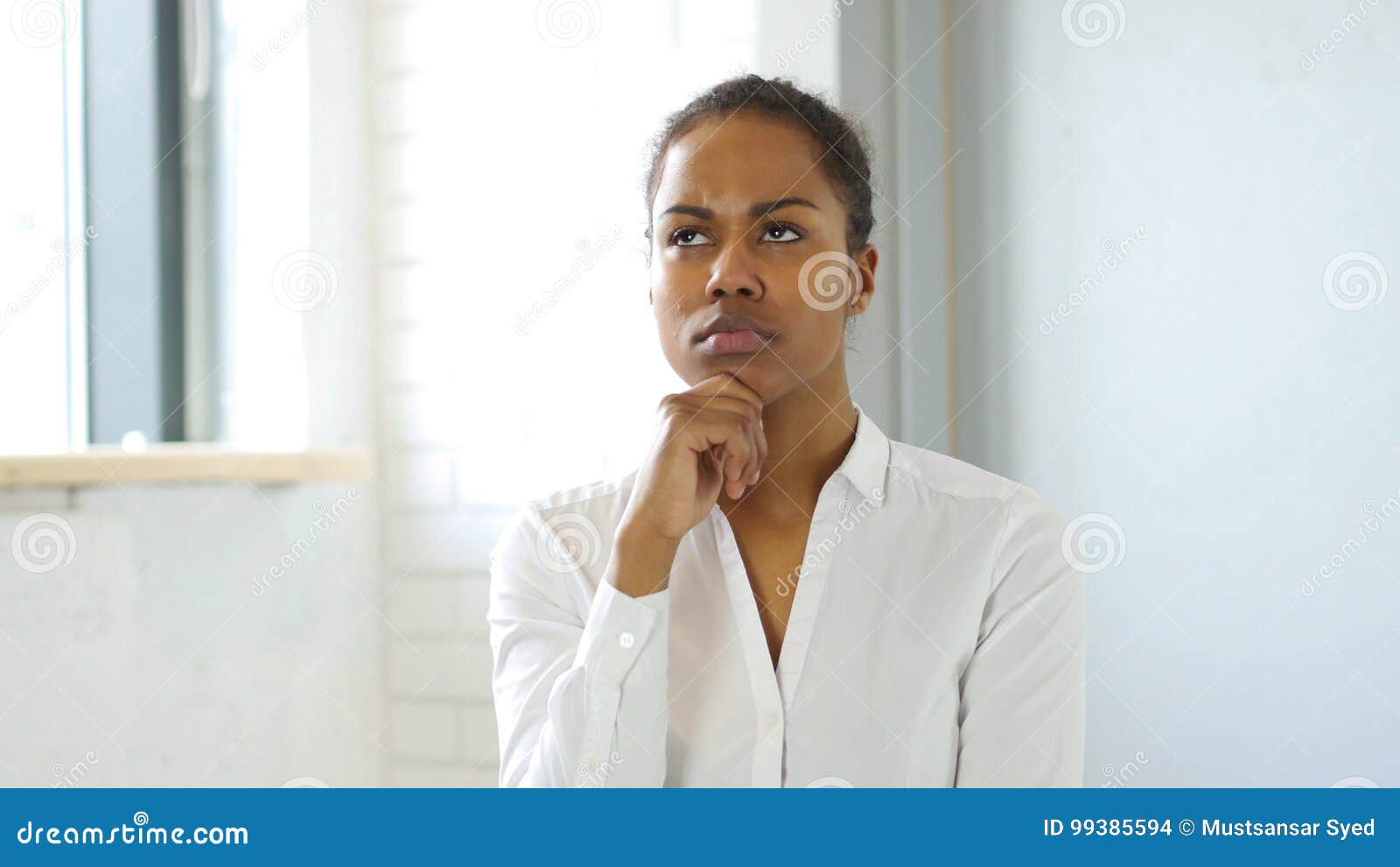 Pensive Black Woman Thinking Stock Photo - Image of consideration ...
