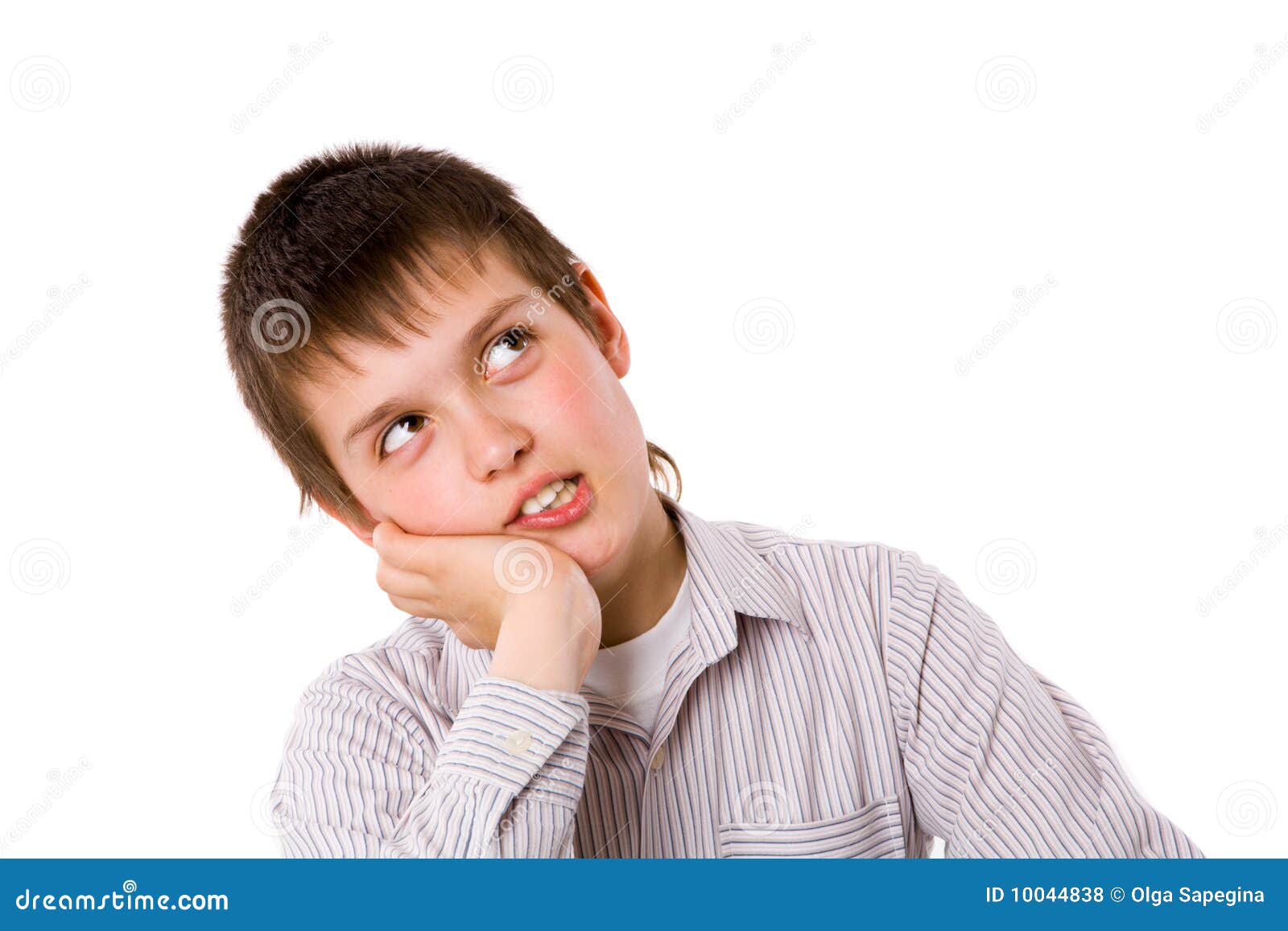 Pensive boy stock photo. Image of schoolchild, expression - 10044838