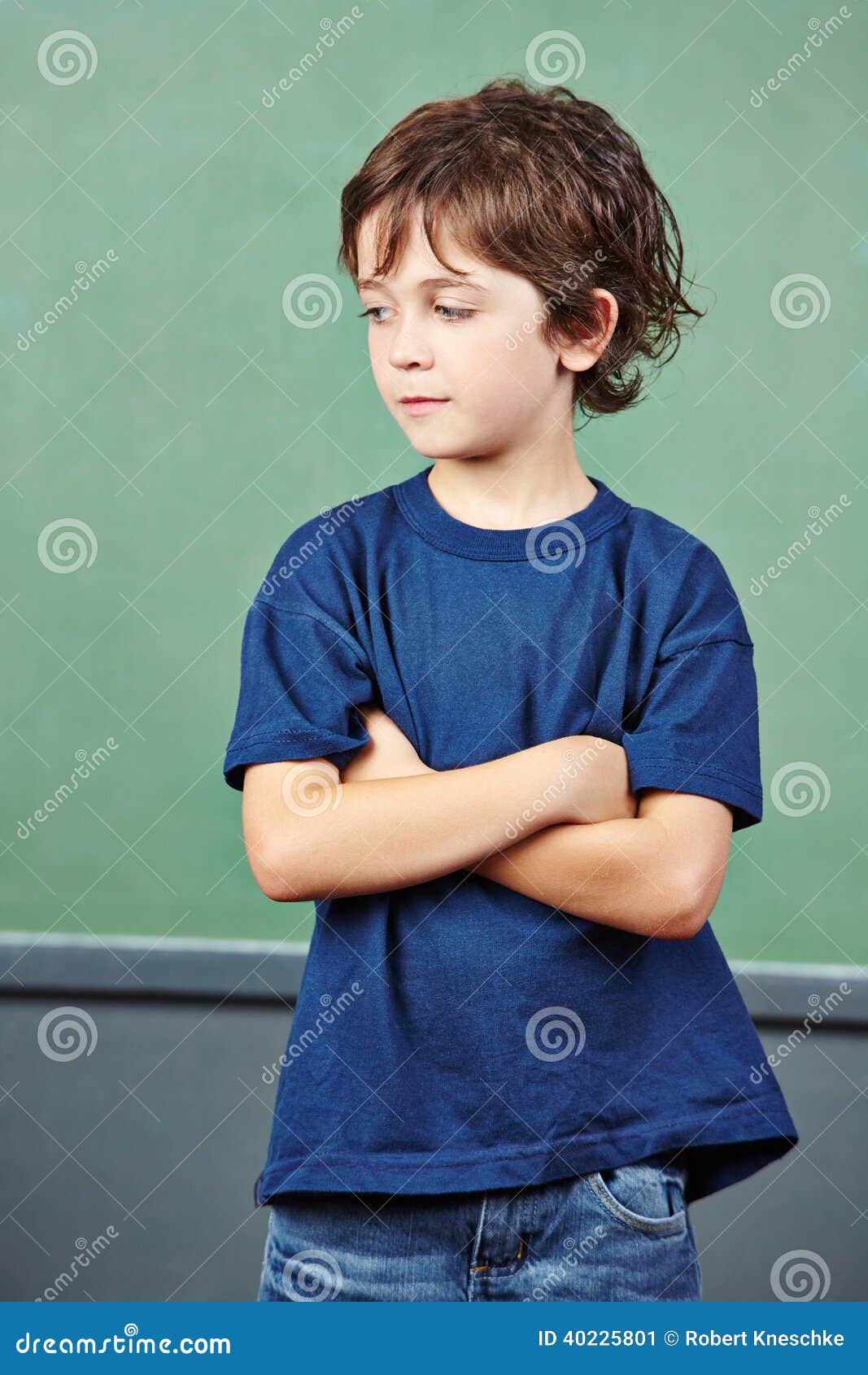 Pensive Boy in Elementary School Stock Image - Image of pupil, work ...