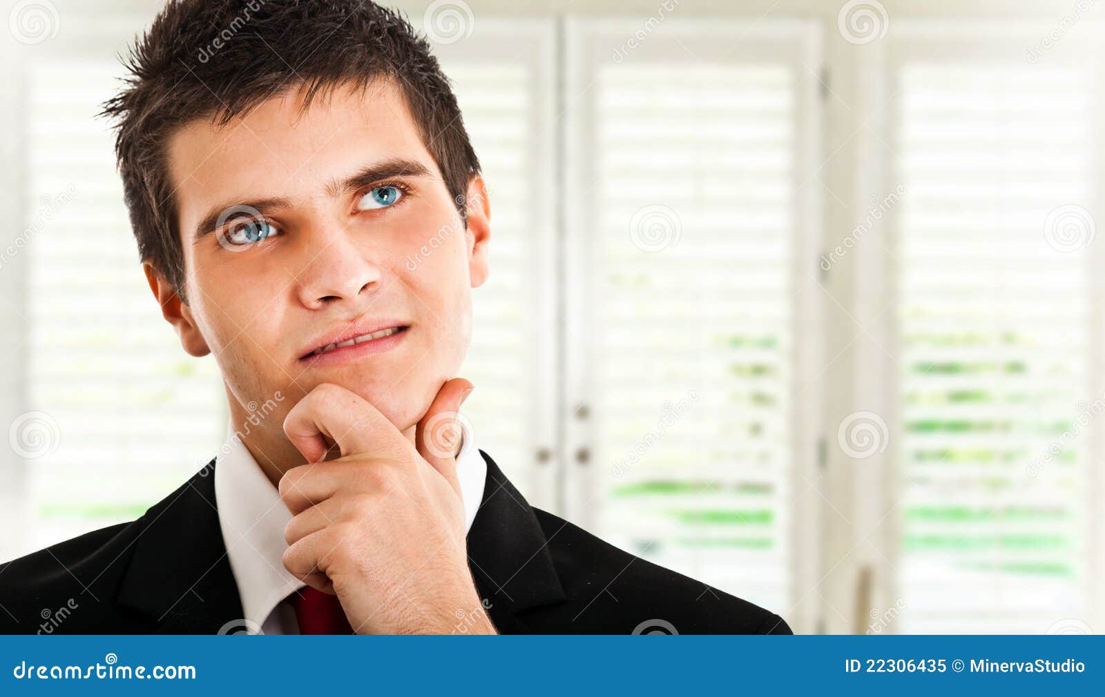 Pensive businessman stock image. Image of thoughtful - 22306435