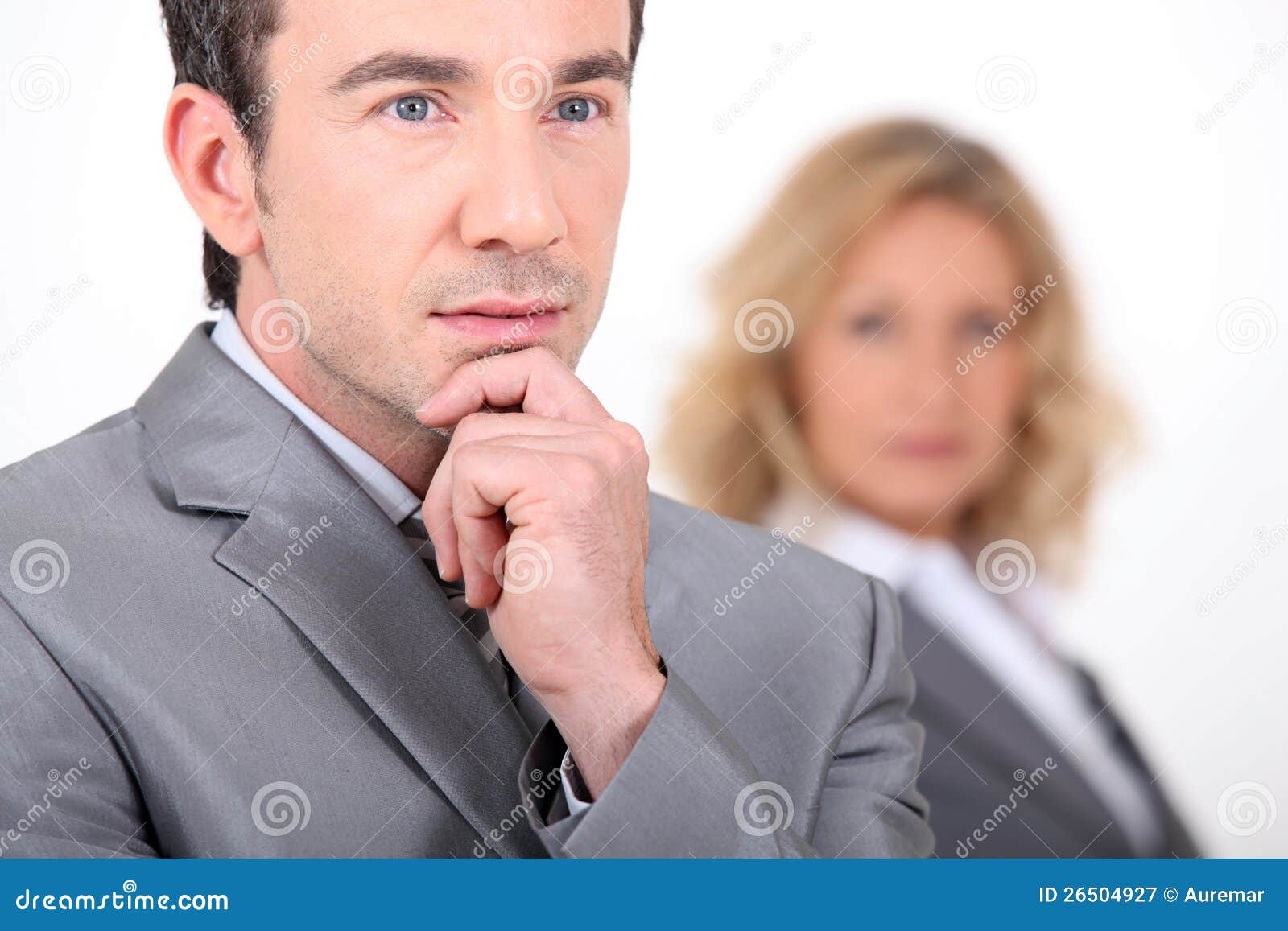 Pensive businessman stock image. Image of colleague, finger - 26504927