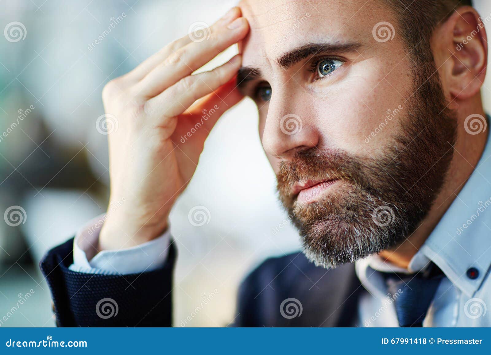 Pensive businessman stock photo. Image of contemplation - 67991418
