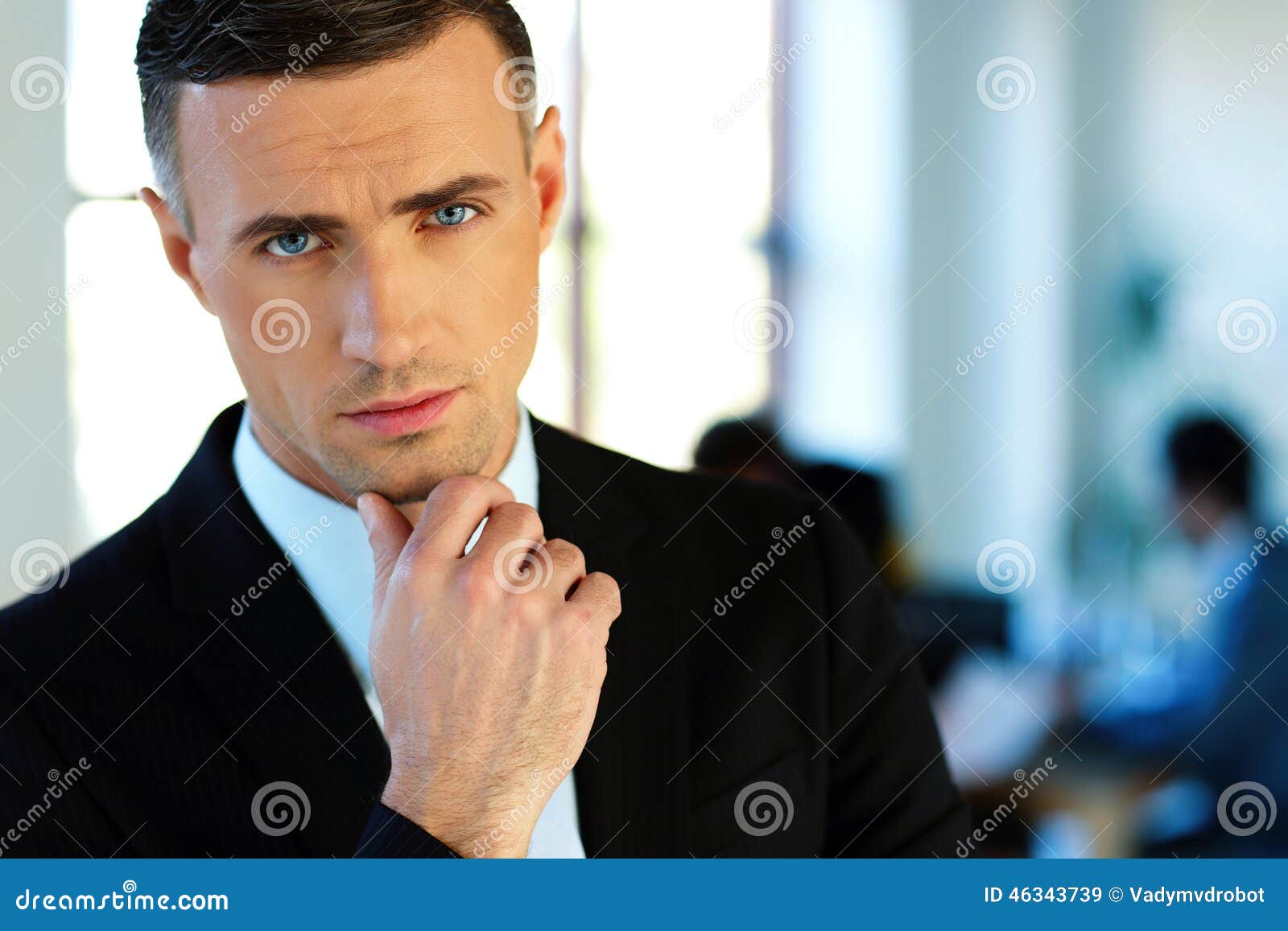 Pensive Businessman with Colleagues Stock Image - Image of pensive ...