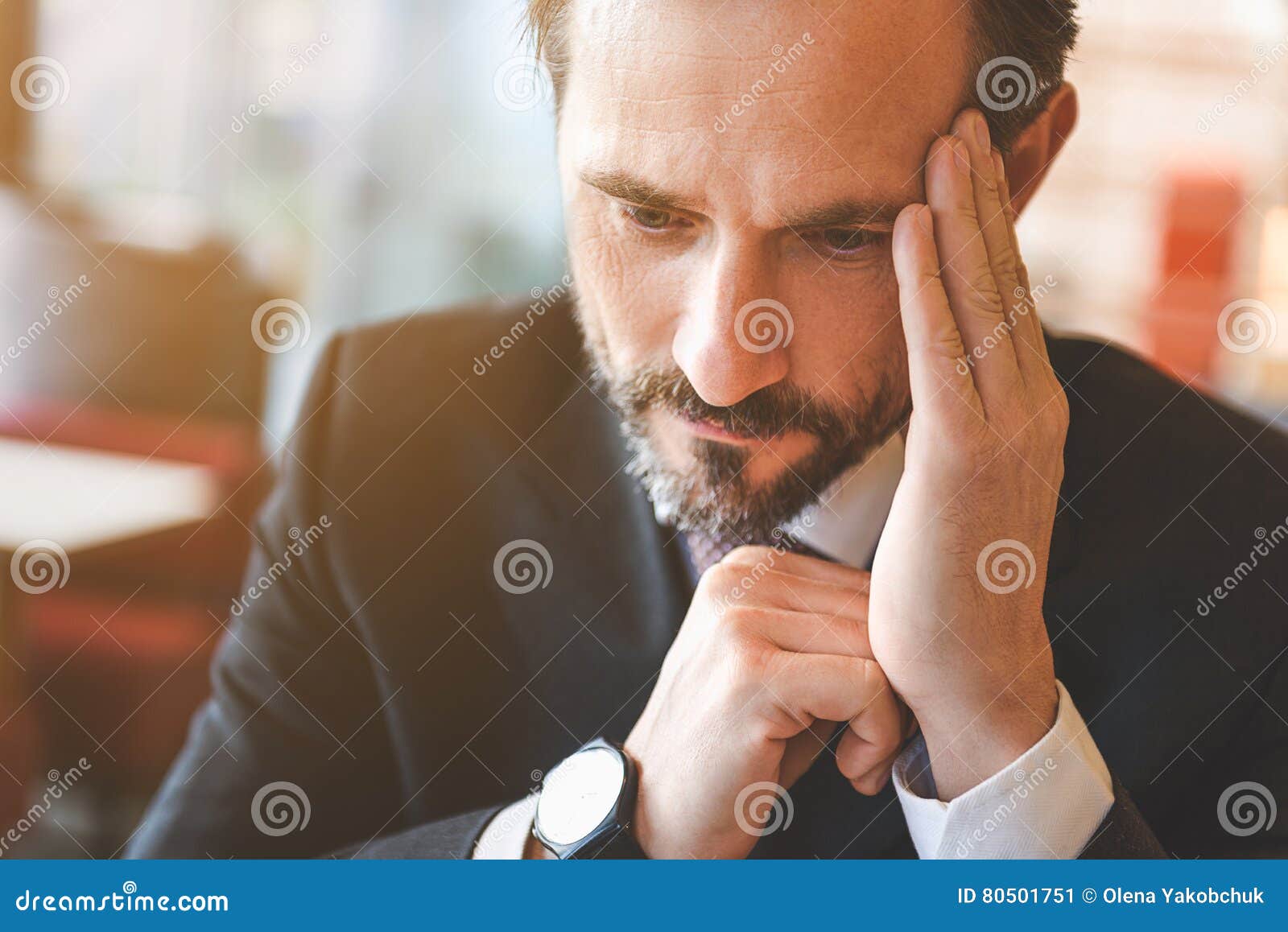 Pensive Businessman Making Decision with Seriousness Stock Image ...
