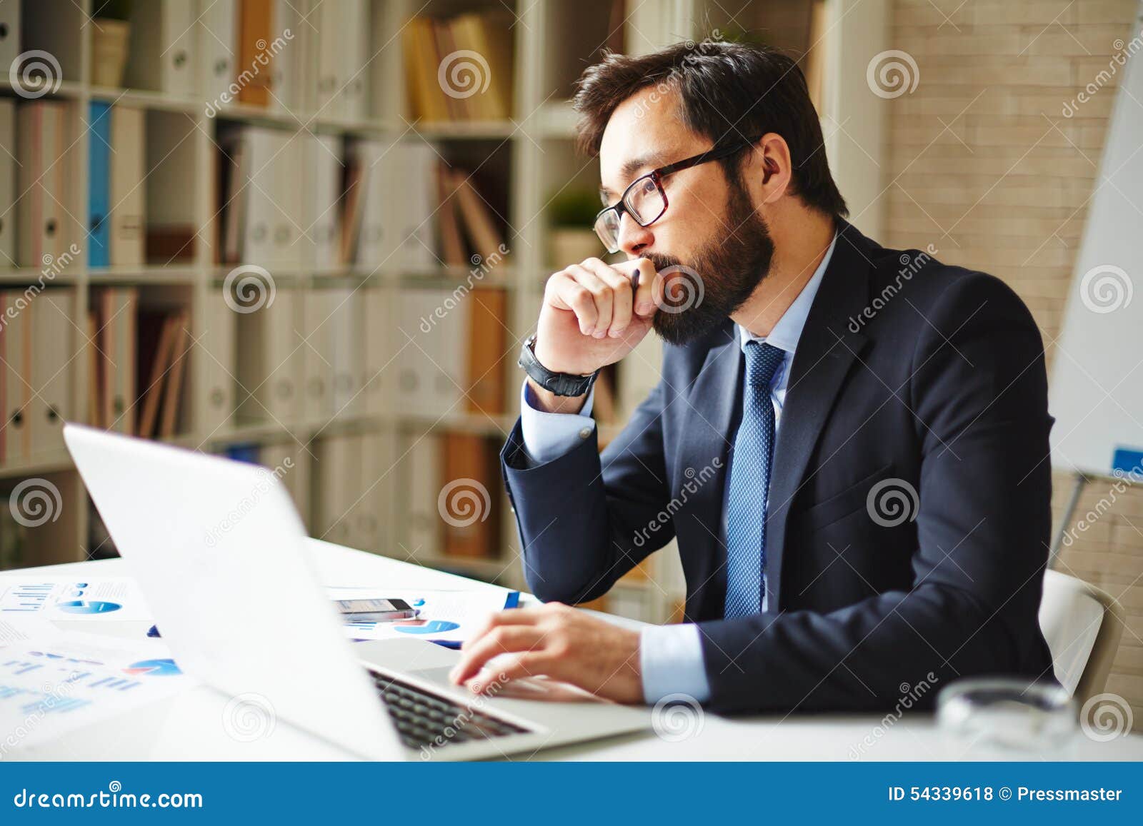 Pensive businessman stock photo. Image of asian, executive - 54339618