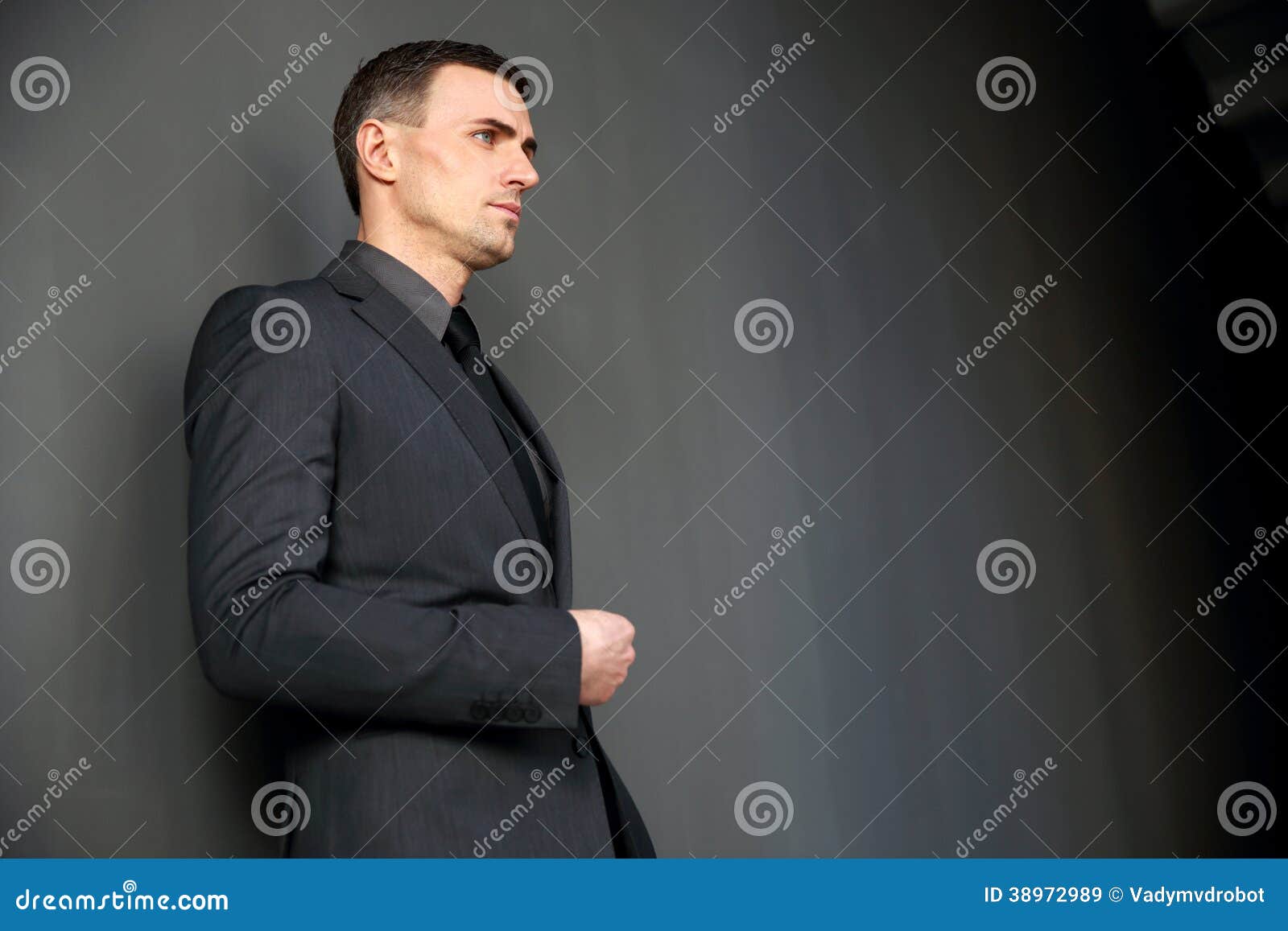 Pensive Businessman Standing Stock Image - Image of arms, caucasian ...