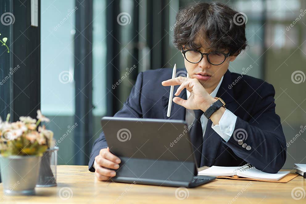 Pensive Businessman Thinking To Solves His Project Problems Stock Photo ...