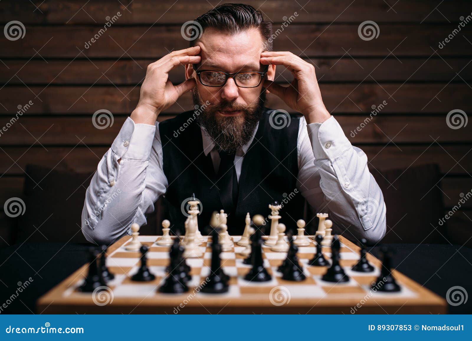 Pensive Chess Player Thinking about Game Strategy Stock Image - Image ...
