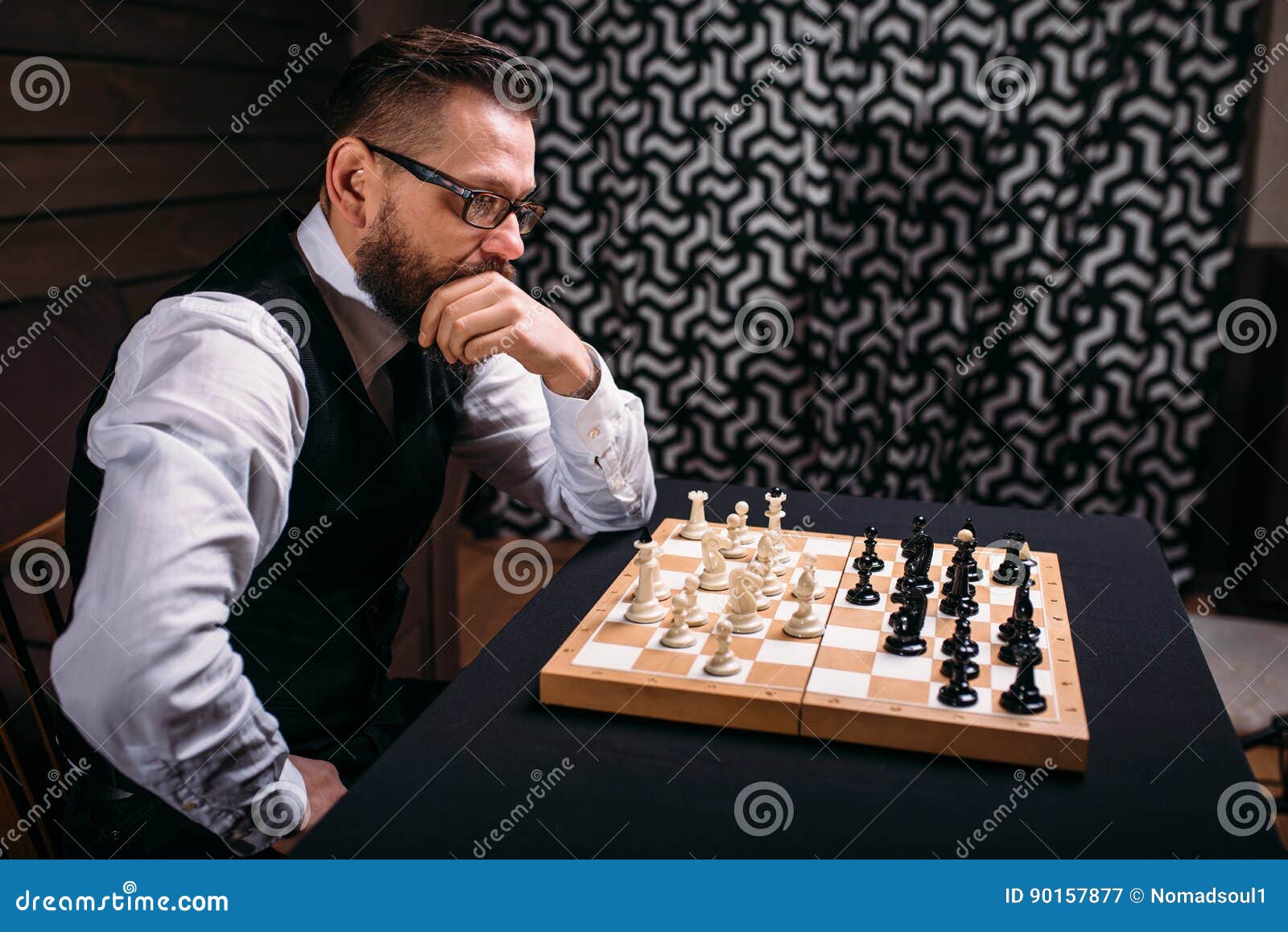 Pensive Chess Player Thinking about Game Strategy Stock Image - Image ...
