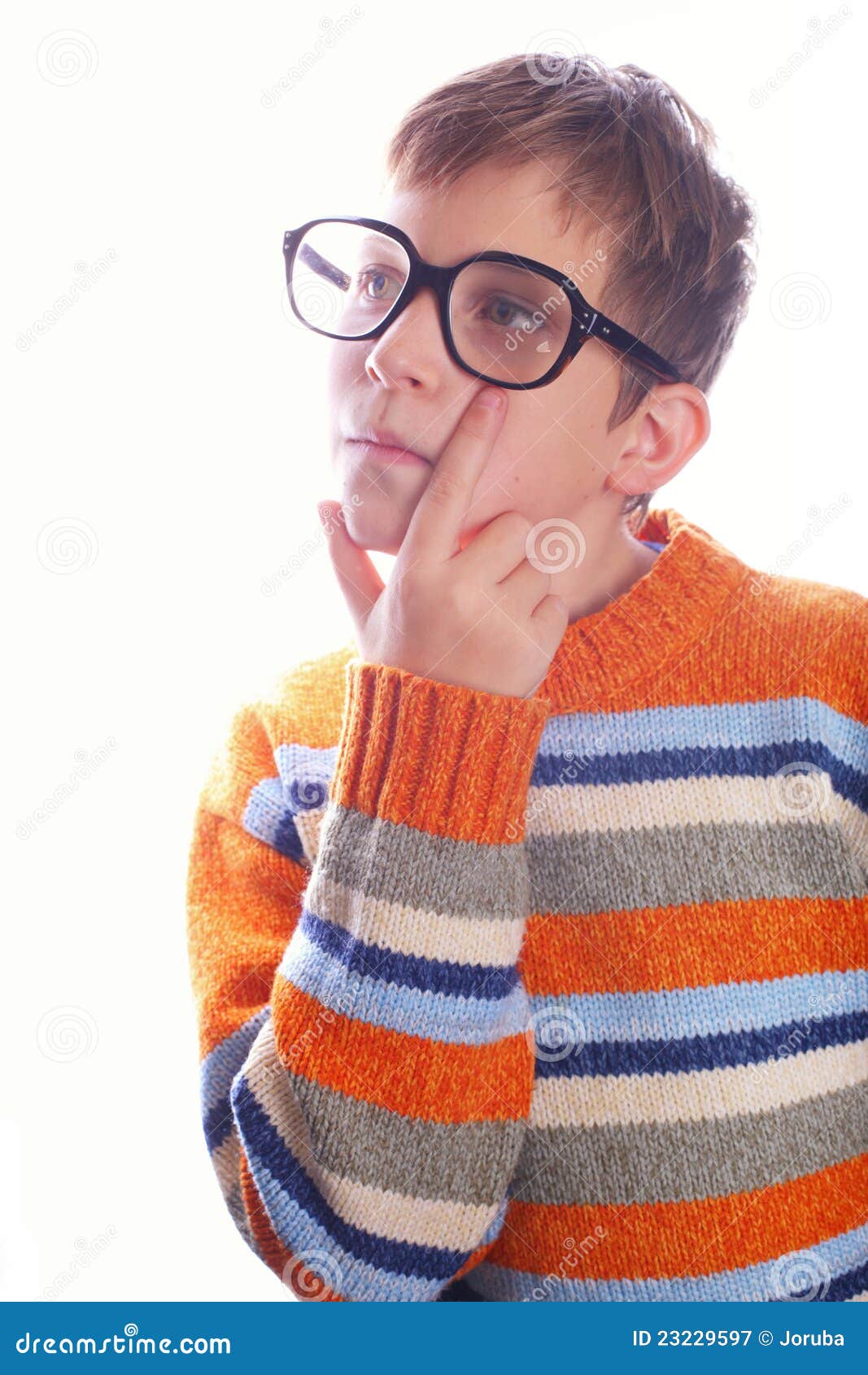Pensive child stock image. Image of childhood, emotion - 23229597
