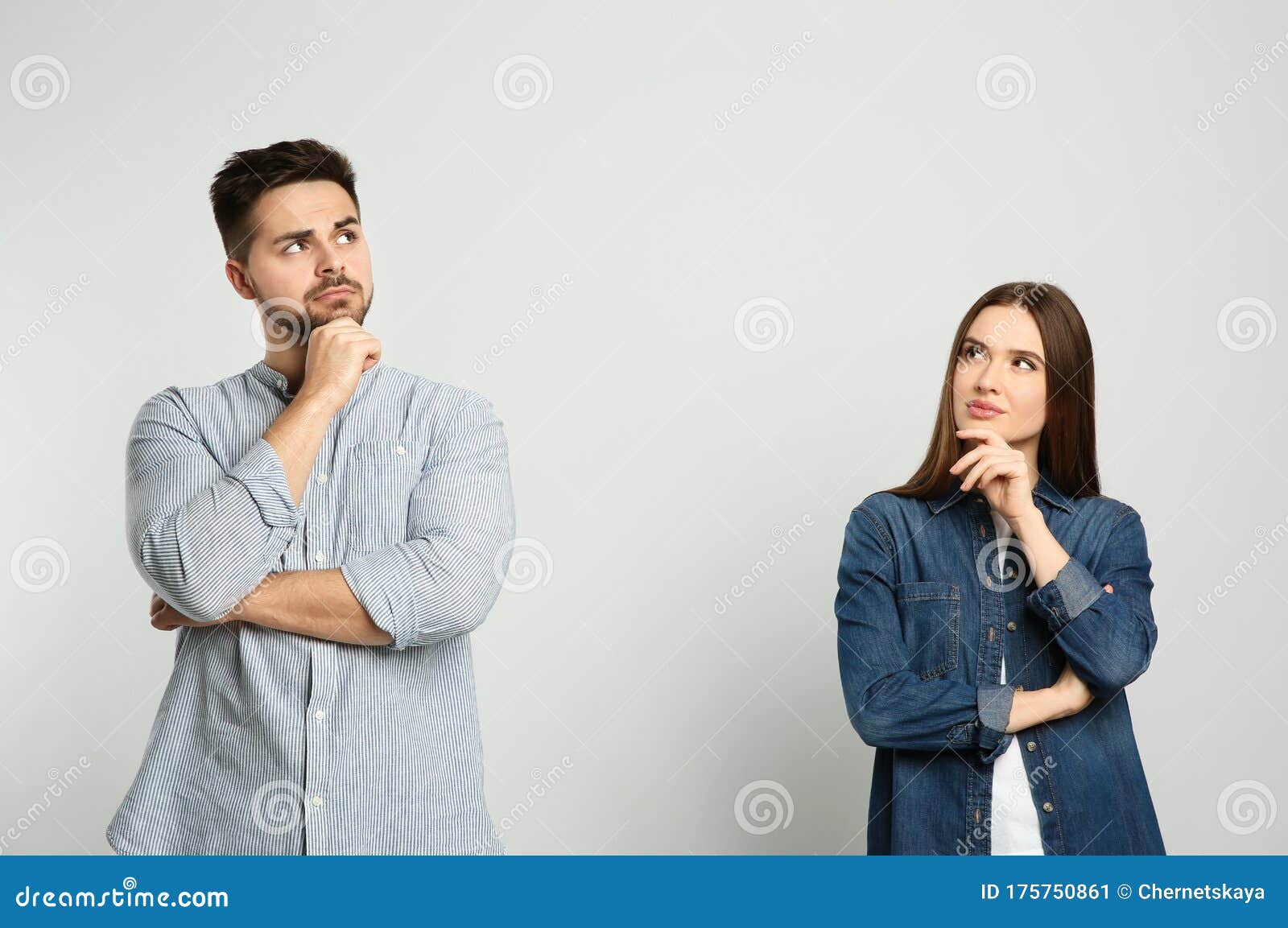 Pensive Couple on Background. Thinking about Answer for Question Stock ...