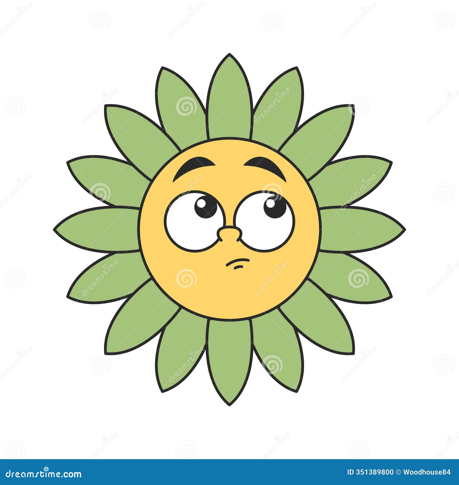 Pensive Daisy Flower Comic Character Vector Illustration ...