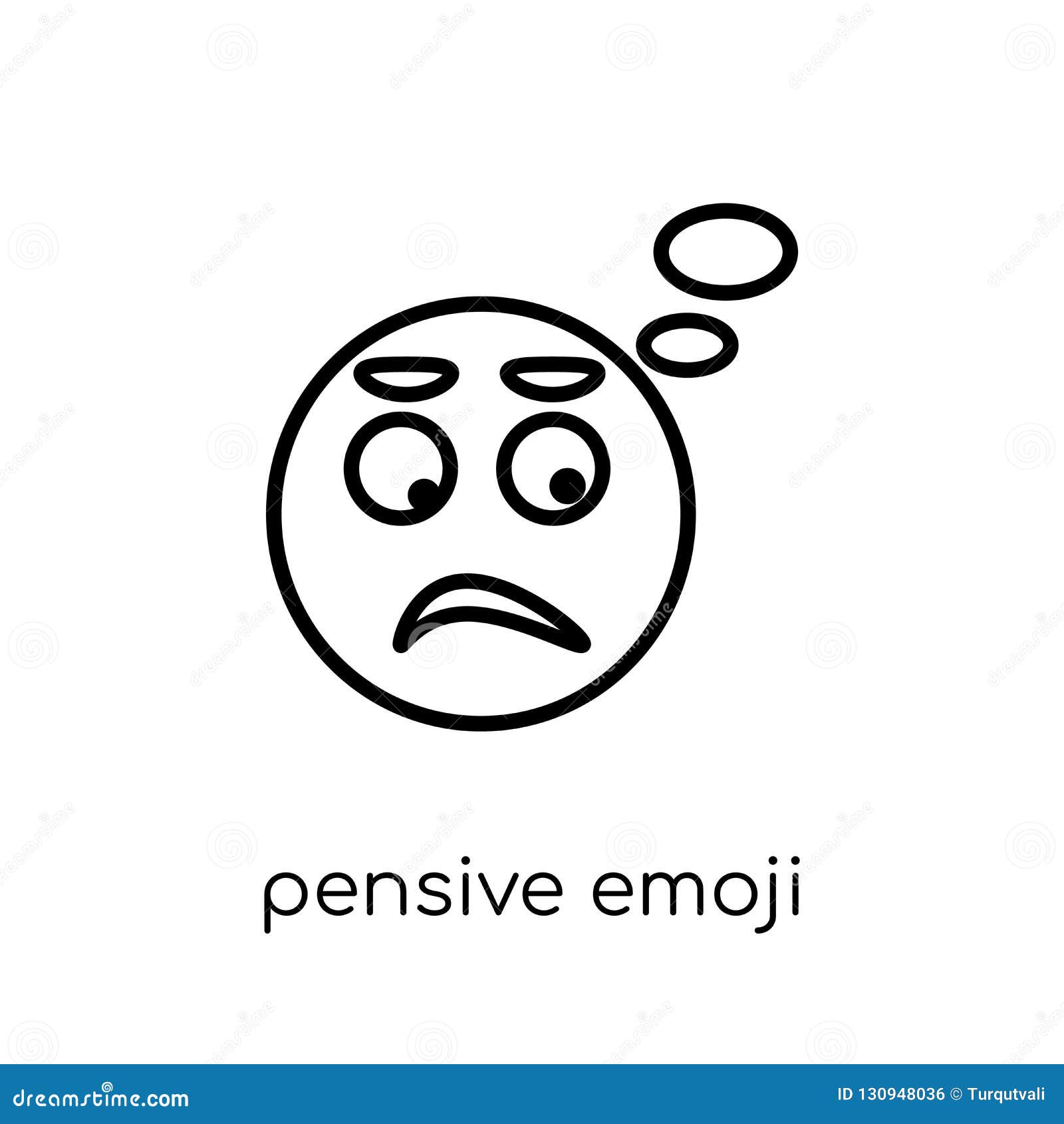 Pensive Emoji Icon. Trendy Modern Flat Linear Vector Pensive Emo Stock ...