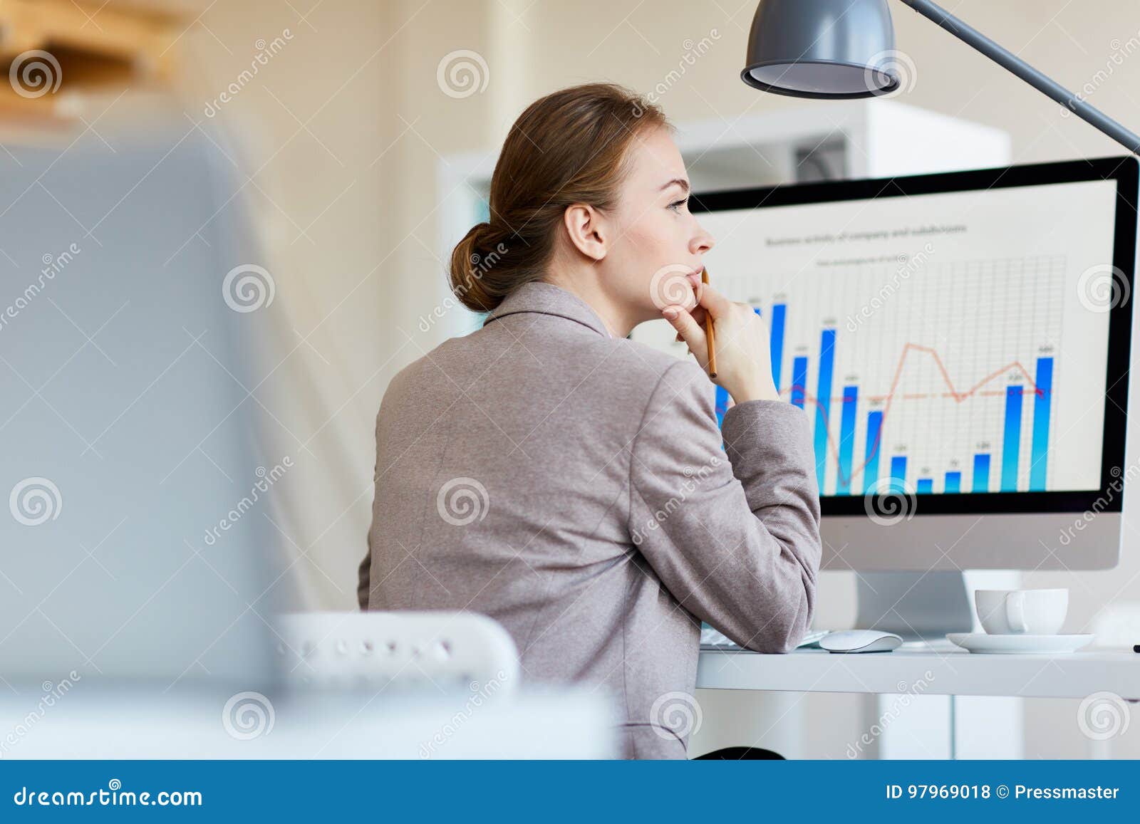 Pensive Employee Analyzing Statistics Stock Photo - Image of office ...