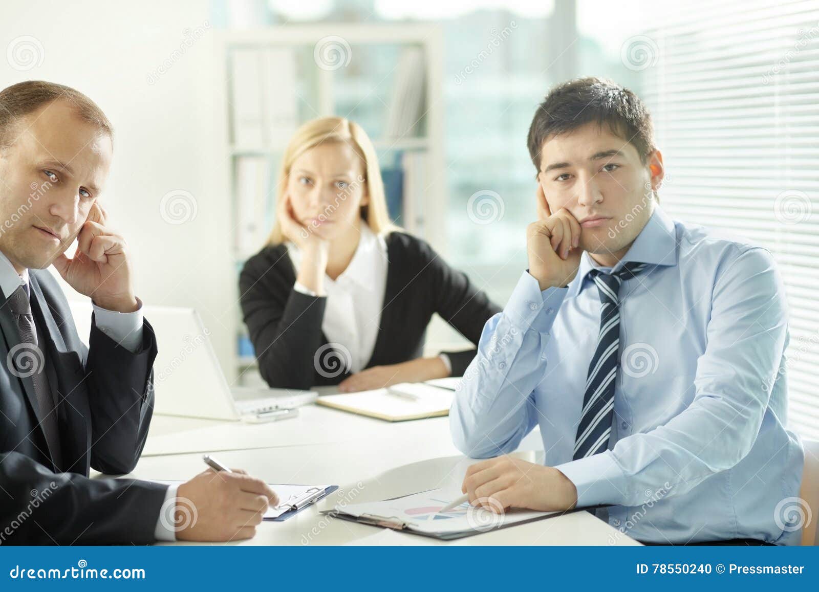 Pensive employees stock photo. Image of businessman, colleagues - 78550240