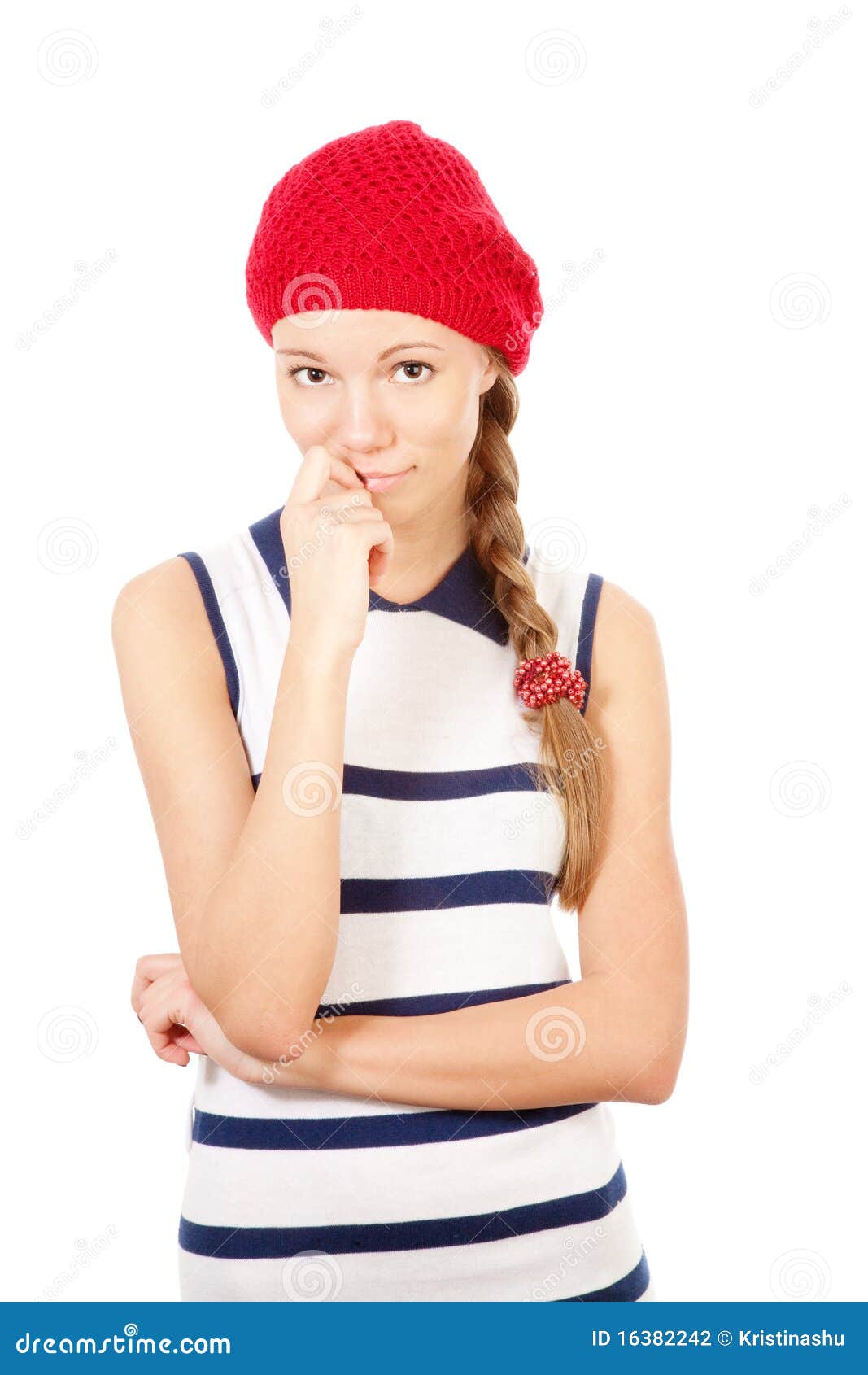 Pensive girl stock photo. Image of isolated, blonde, studio - 16382242