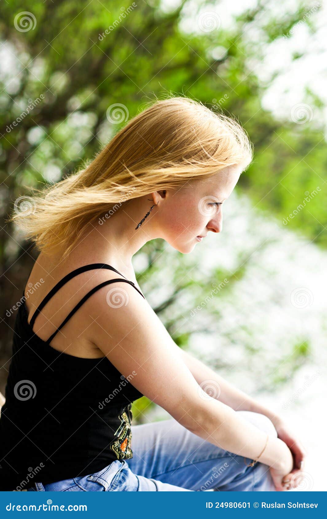 Pensive girl stock image. Image of achievement, eyes - 24980601