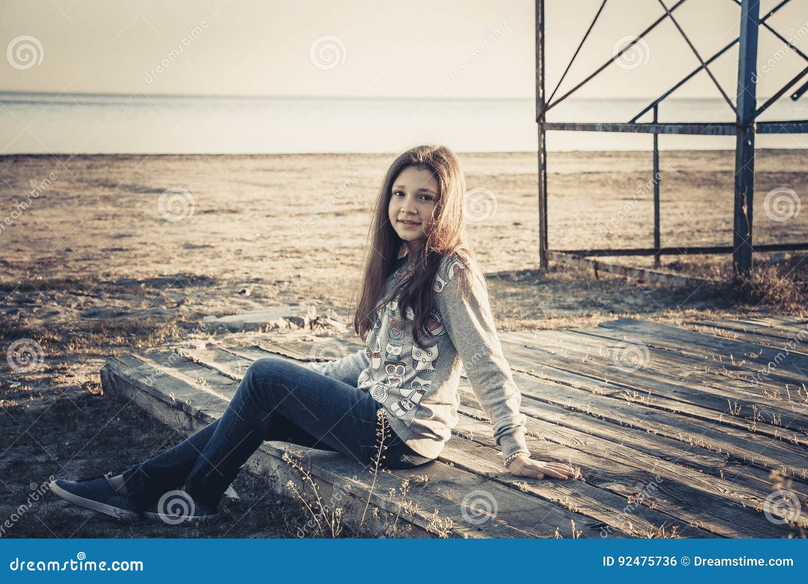 Pensive Girl on the Beach2017 Stock Photo - Image of activity, innocent ...