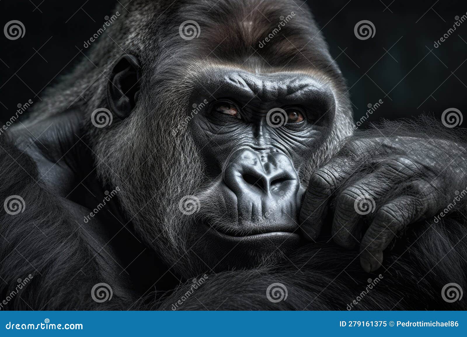 Pensive Gorilla stock illustration. Illustration of wild - 279161375
