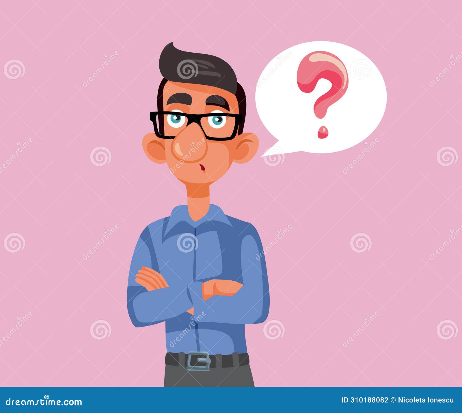 Puzzled Young Man Having Questions Vector Cartoon Character Stock ...