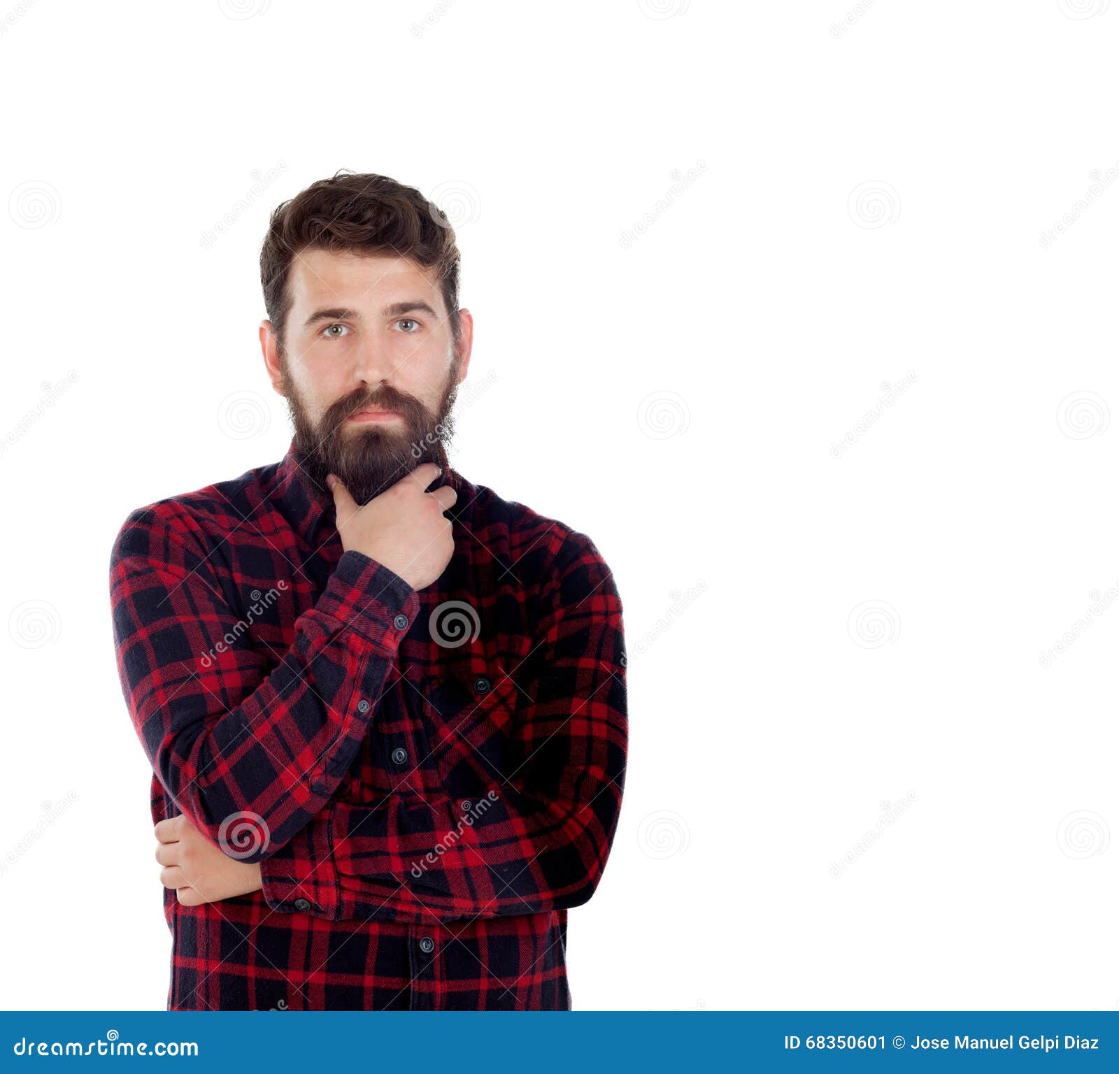 Pensive Handsome with Long Beard Stock Image - Image of model, macho ...