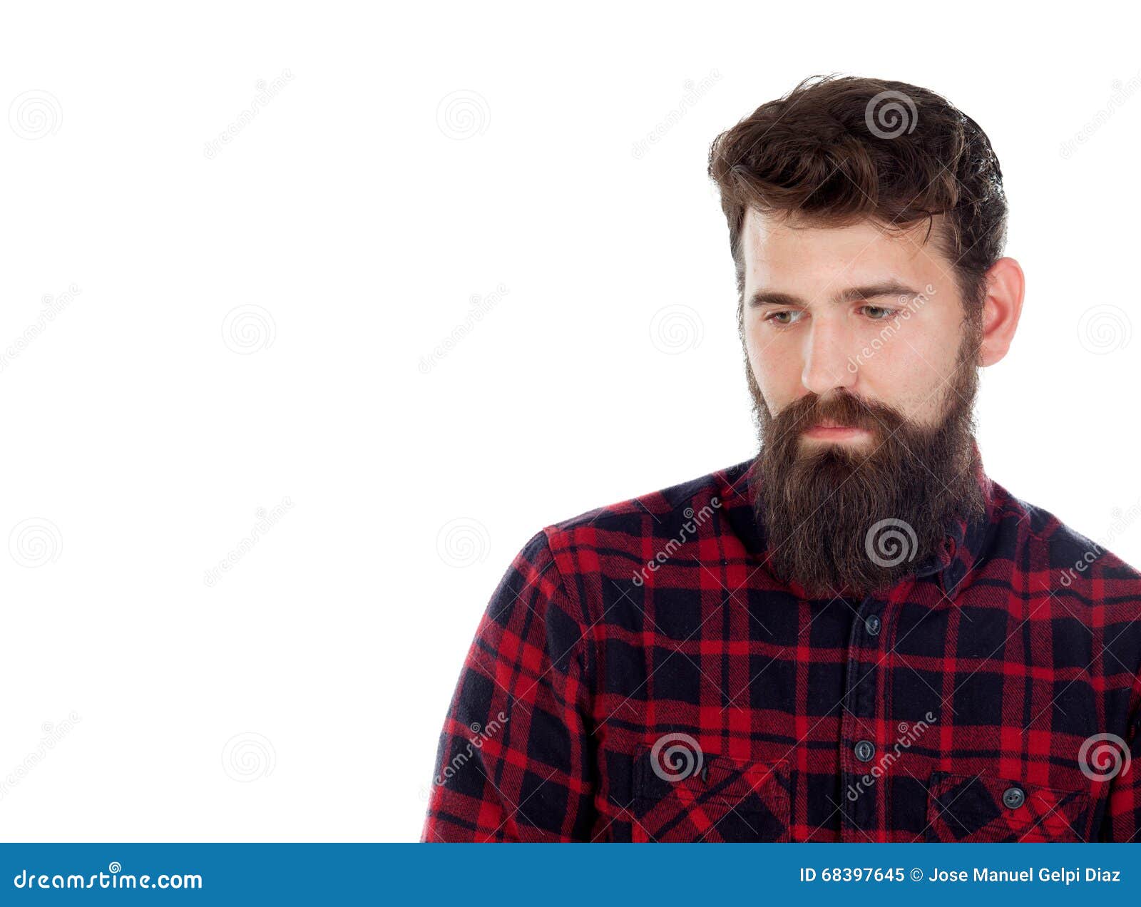 Pensive Handsome with Long Beard Stock Image - Image of idea, handsome ...