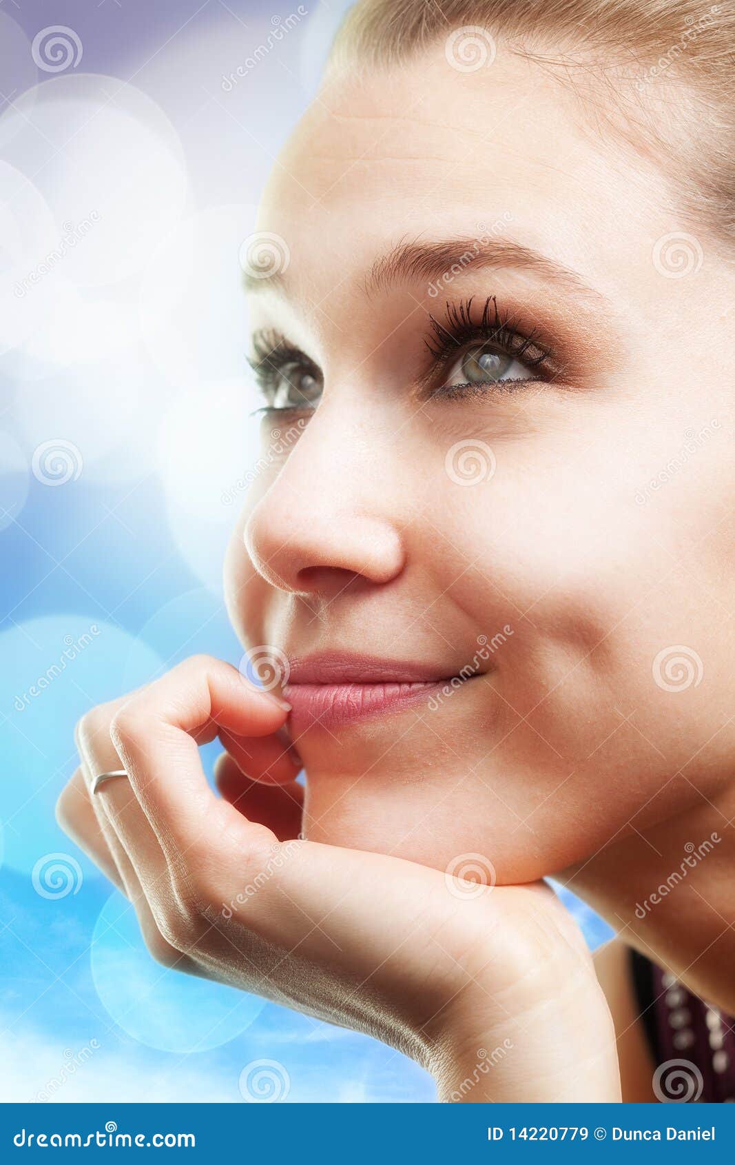 Pensive Happy Beautiful Young Woman Stock Image - Image of concept ...