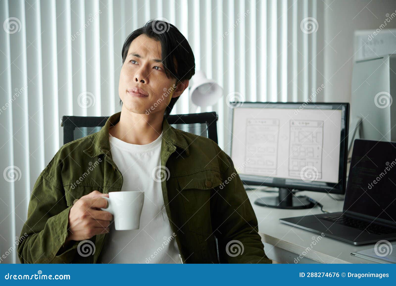 Pensive Inspired Software Developer Stock Photo - Image of thinking ...