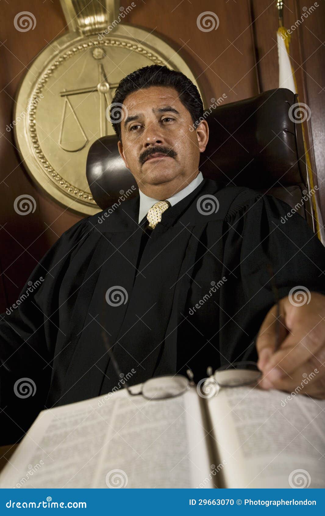 Pensive Judge in Courtroom stock photo. Image of baby - 29663070