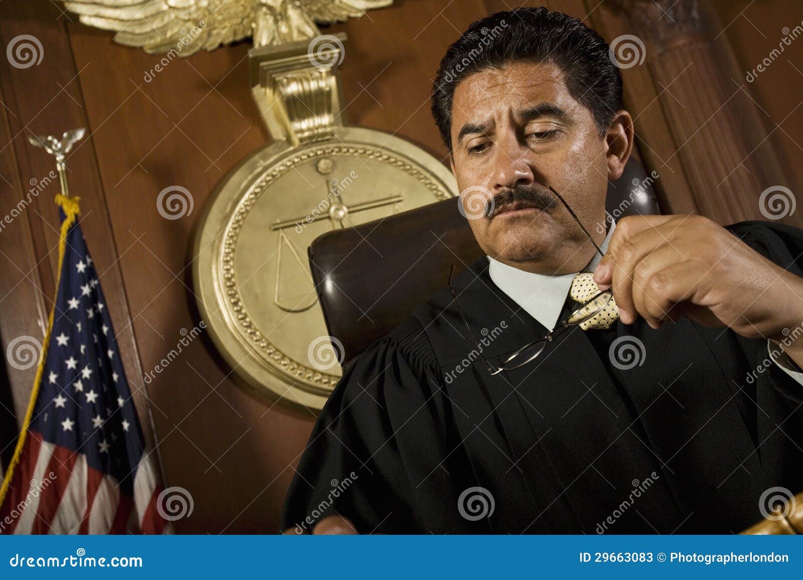 Pensive Judge Sitting in Court Stock Image - Image of legal, pensive ...