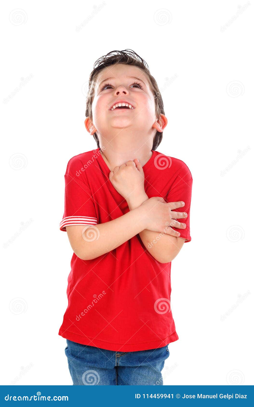 Pensive Kid Imagining Something Stock Image - Image of casual, beauty ...