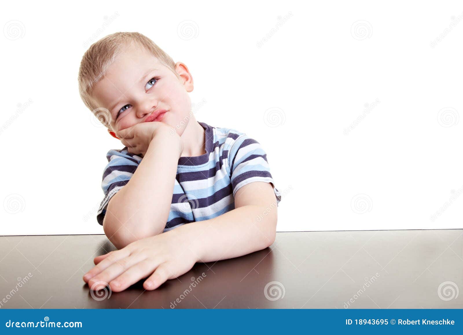 Pensive little boy stock image. Image of clueless, head - 18943695