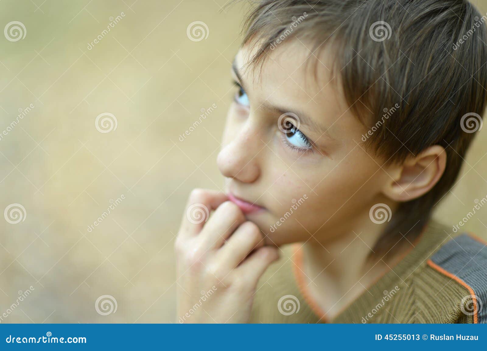 Pensive Little Boy in the Autumn Stock Image - Image of park, fall ...