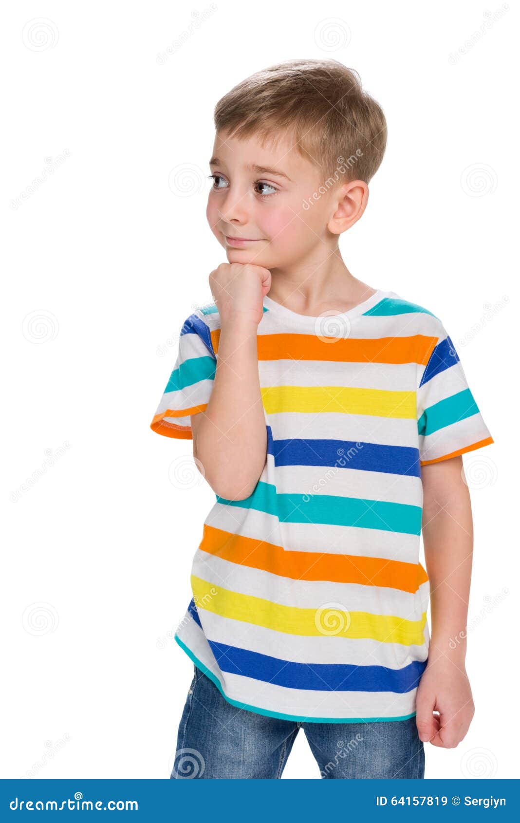 Pensive Little Boy Looks Aside Stock Image - Image of preschooler ...