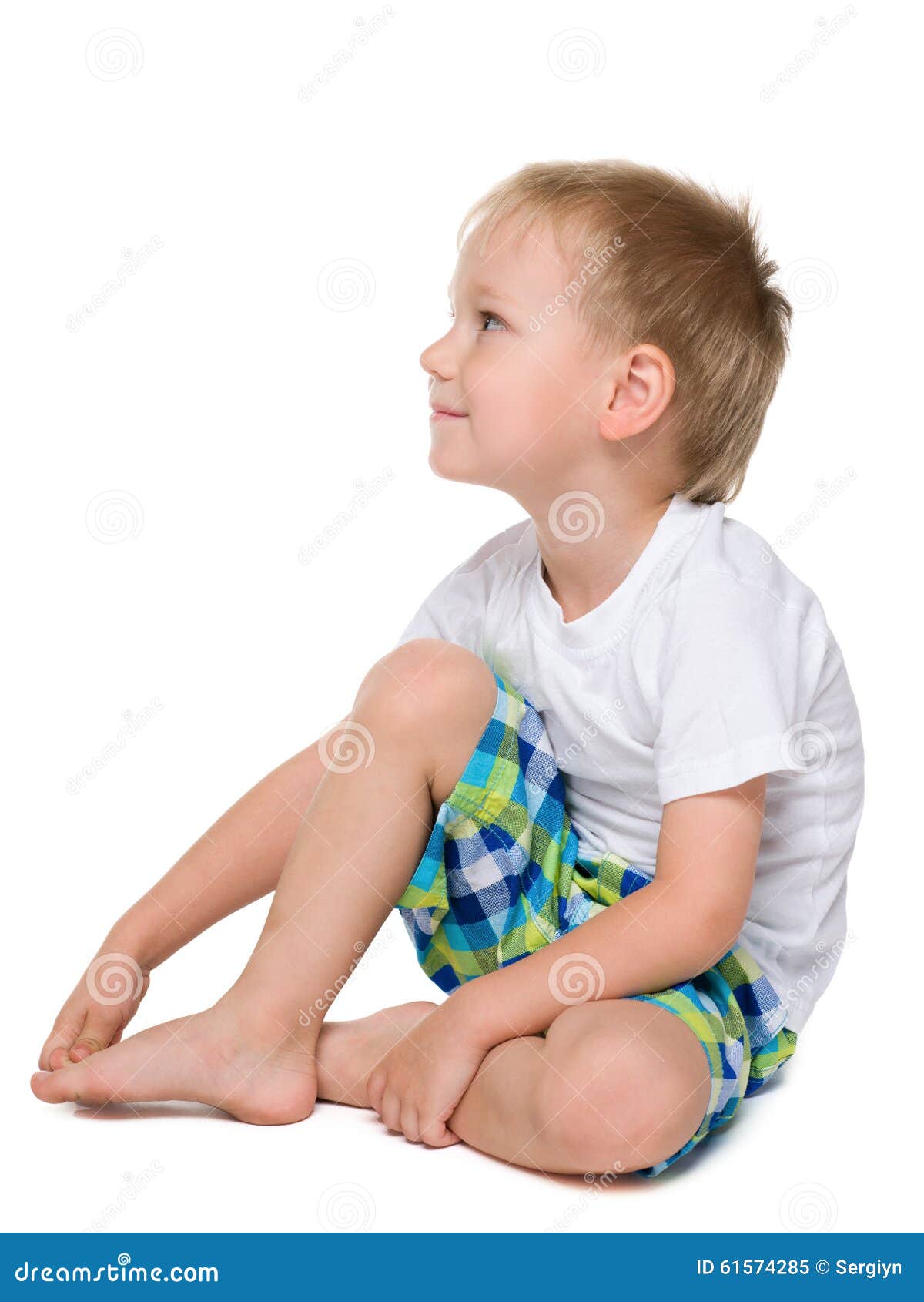 Pensive little boy stock image. Image of smile, studio - 61574285