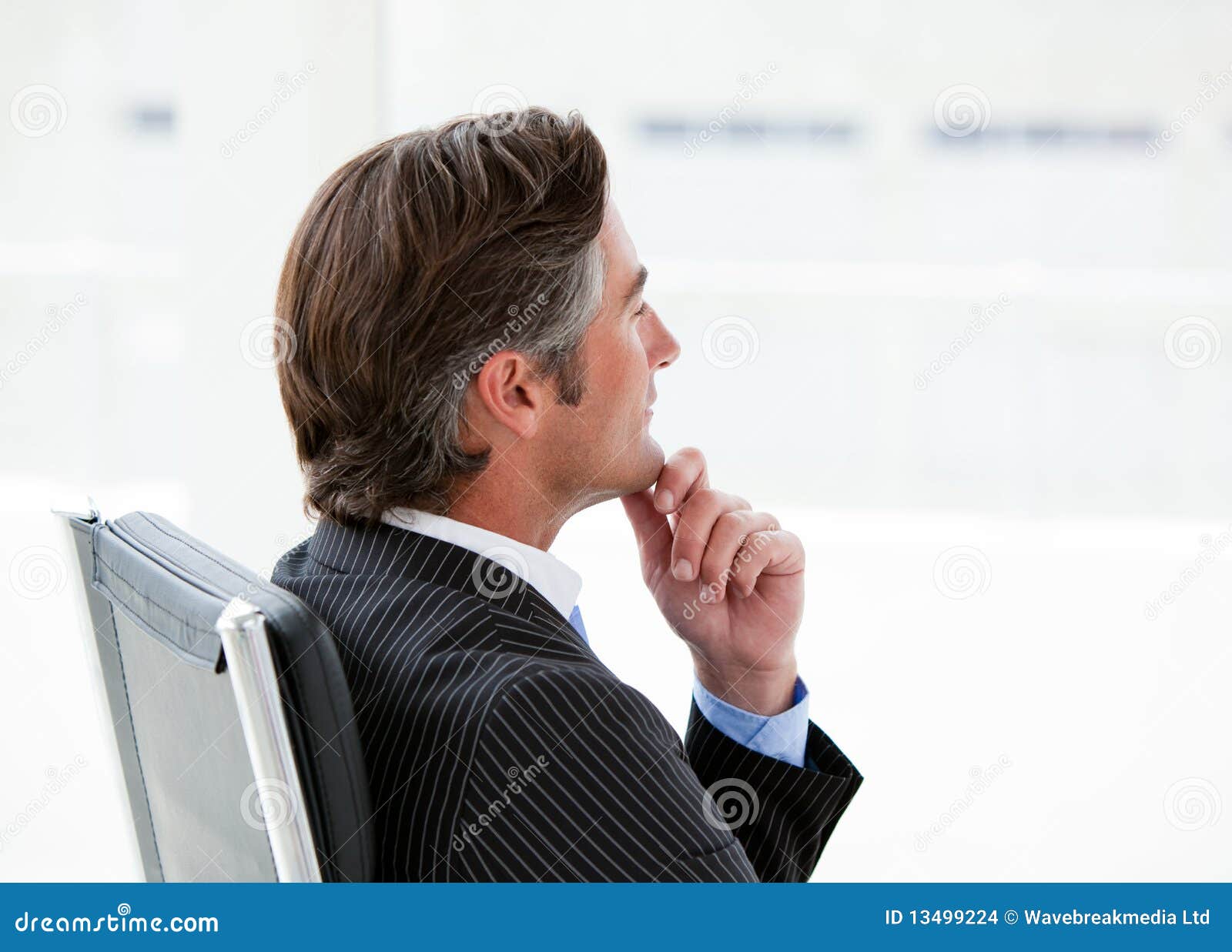 Pensive Male Executive Sitting in His Office Stock Photo - Image of ...