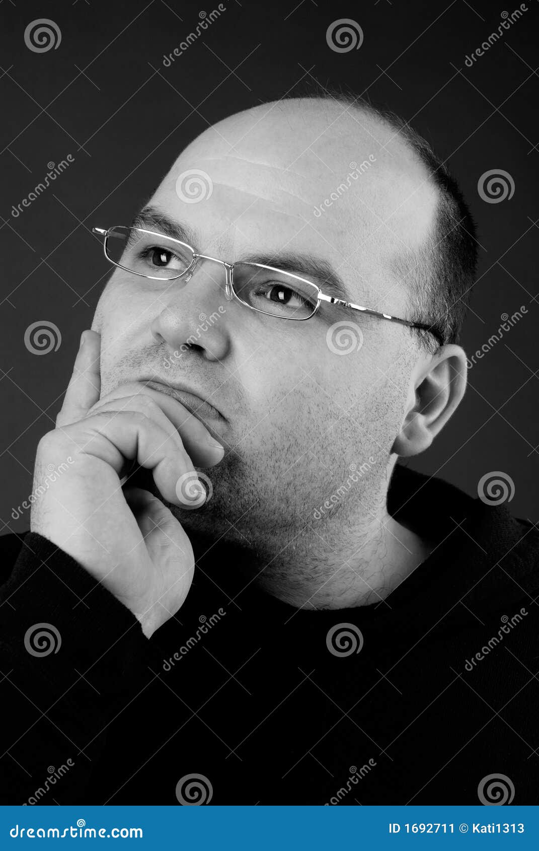 Pensive man stock image. Image of human, black, moustache - 1692711