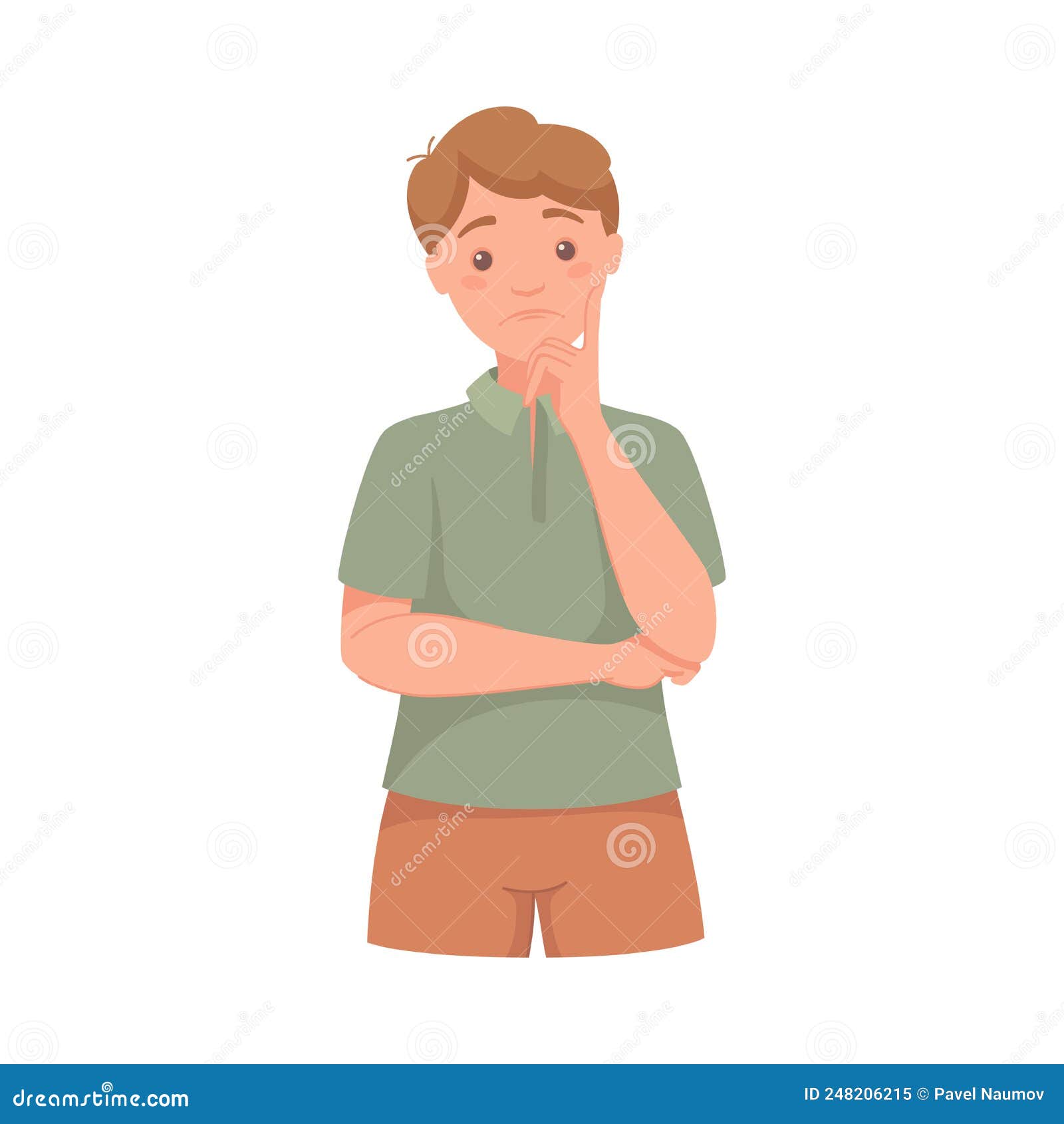 Pensive Man Character Scratching Head Thinking and Considering ...