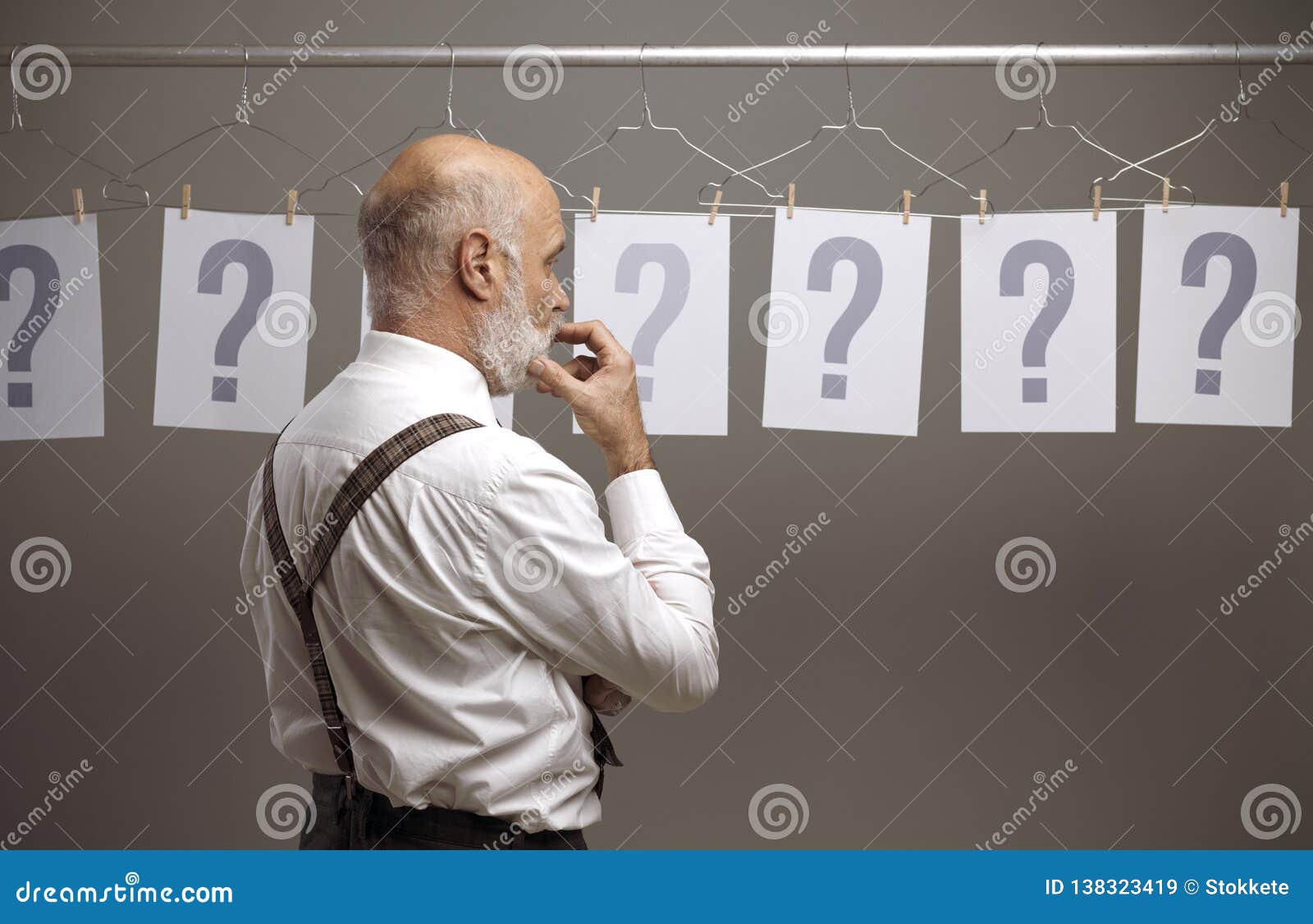 Pensive Man Comparing Different Possibilities and Questions Stock Image ...