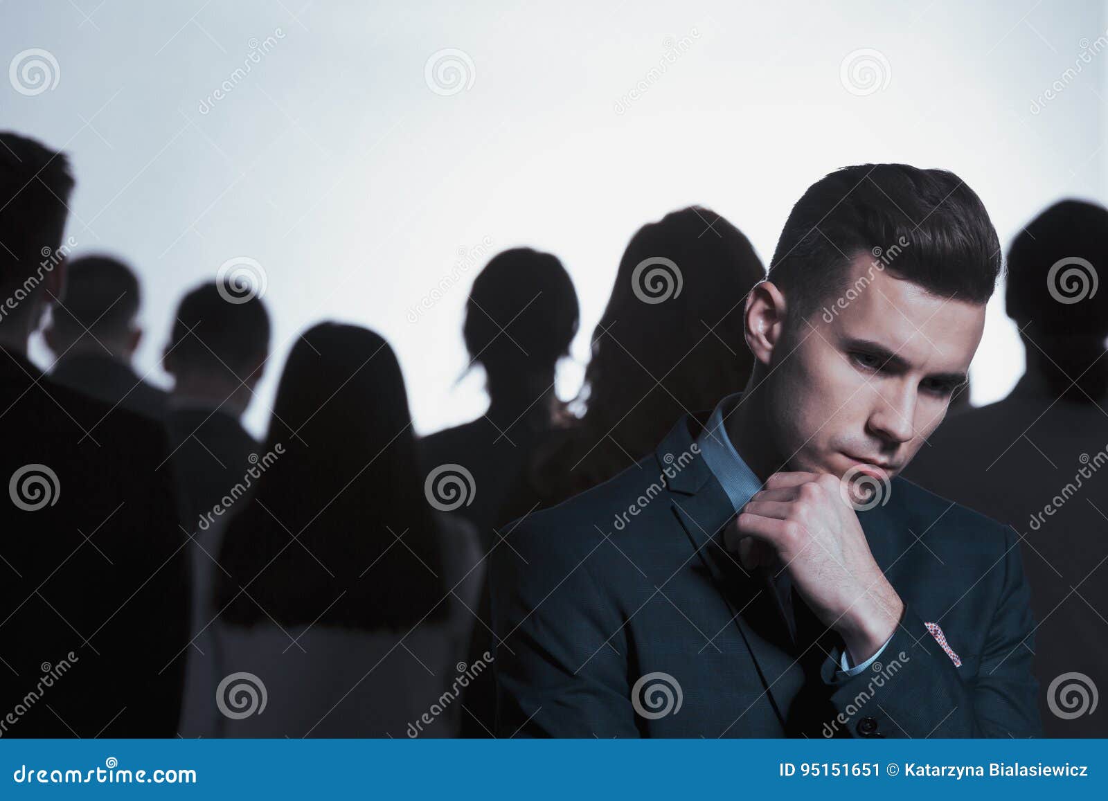 Pensive man in crowd stock image. Image of anonymity - 95151651
