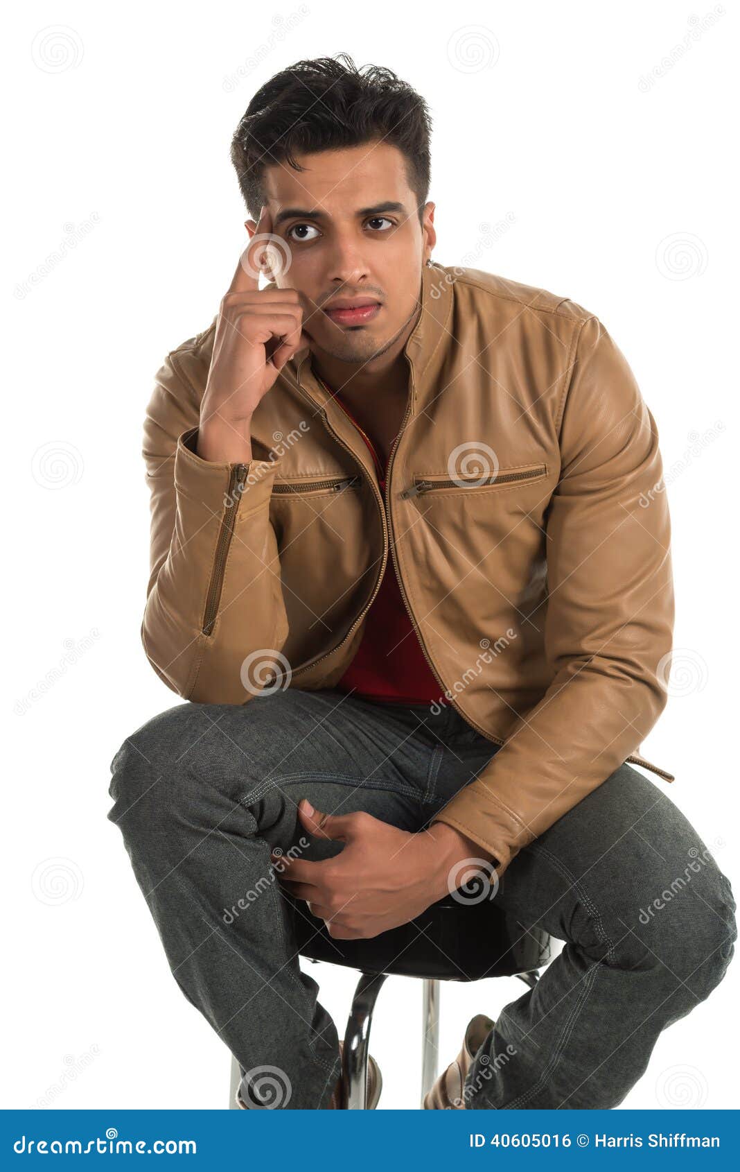 Pensive man stock photo. Image of handsome, tall, hair - 40605016