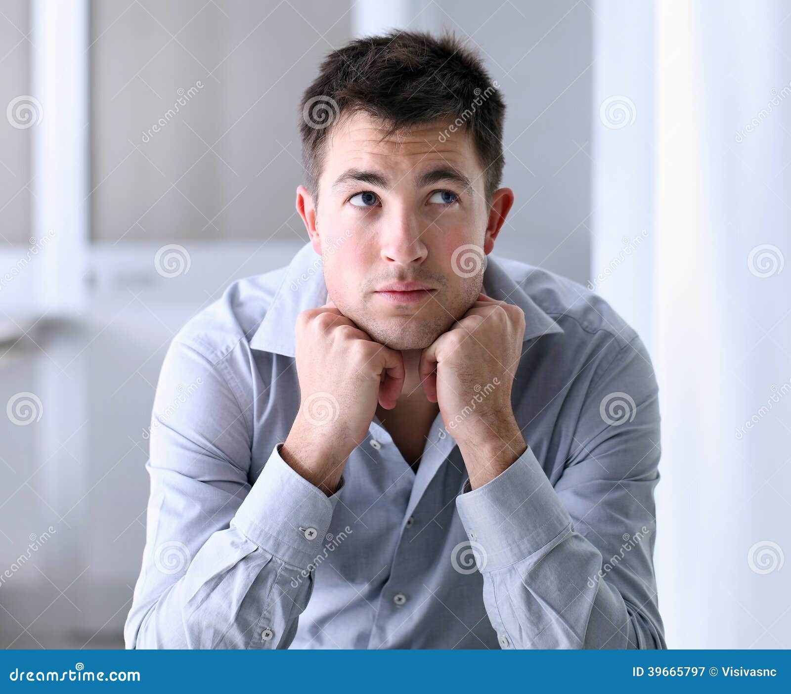Pensive man in office stock image. Image of market, doubtful - 39665797
