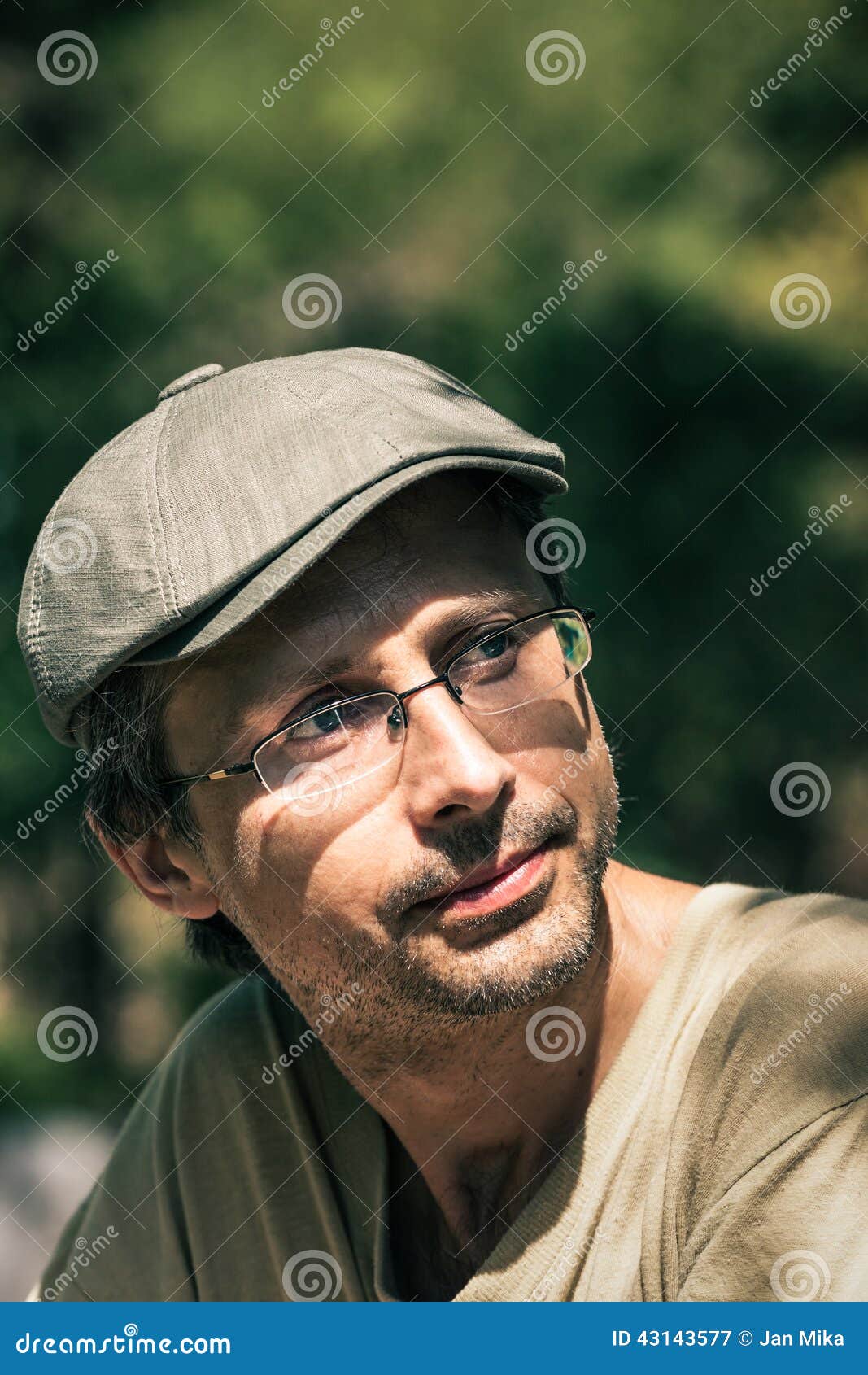 Pensive man outdoors stock image. Image of relax, middle - 43143577