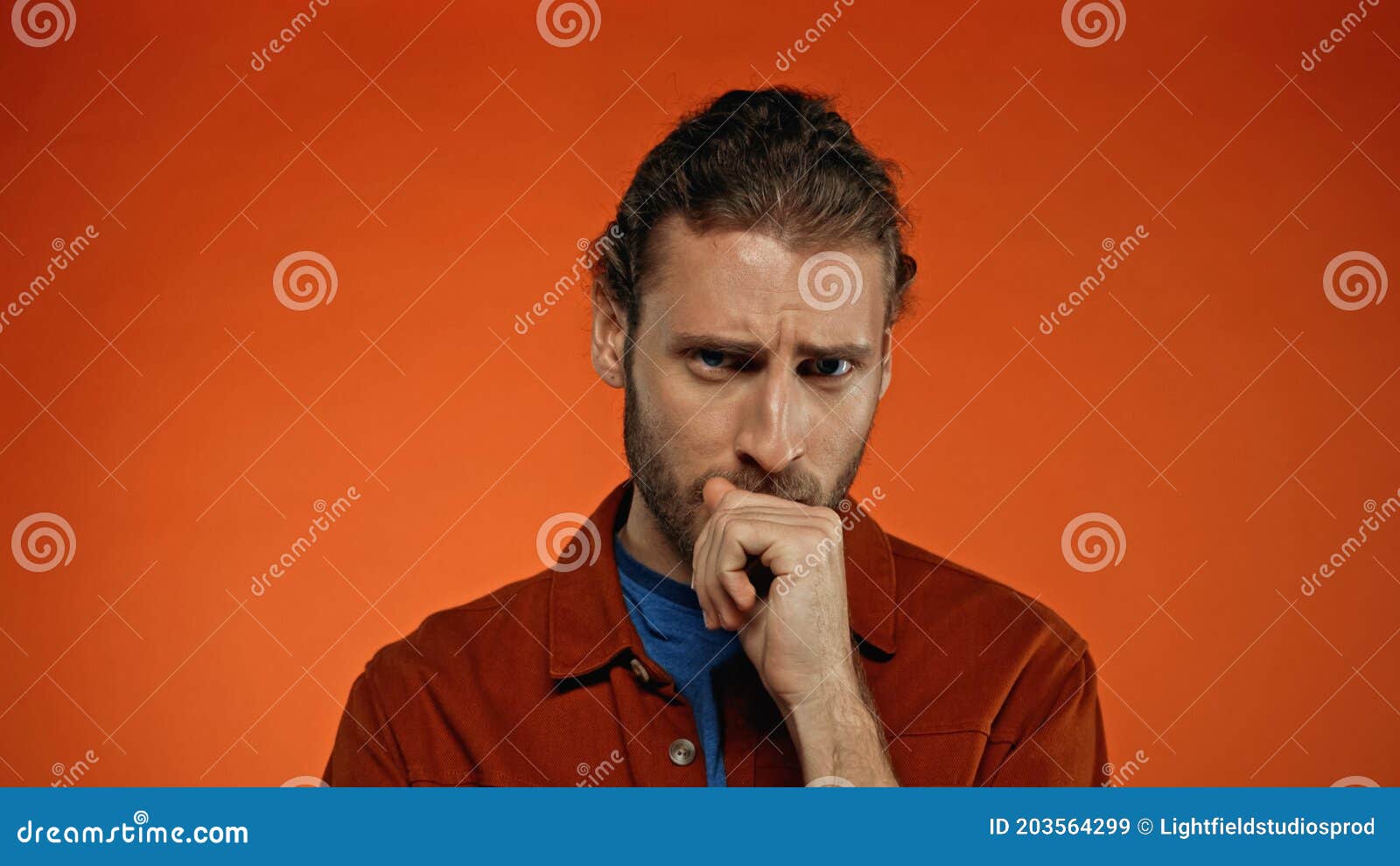 Pensive Man Thinking and Looking at Stock Image - Image of background ...