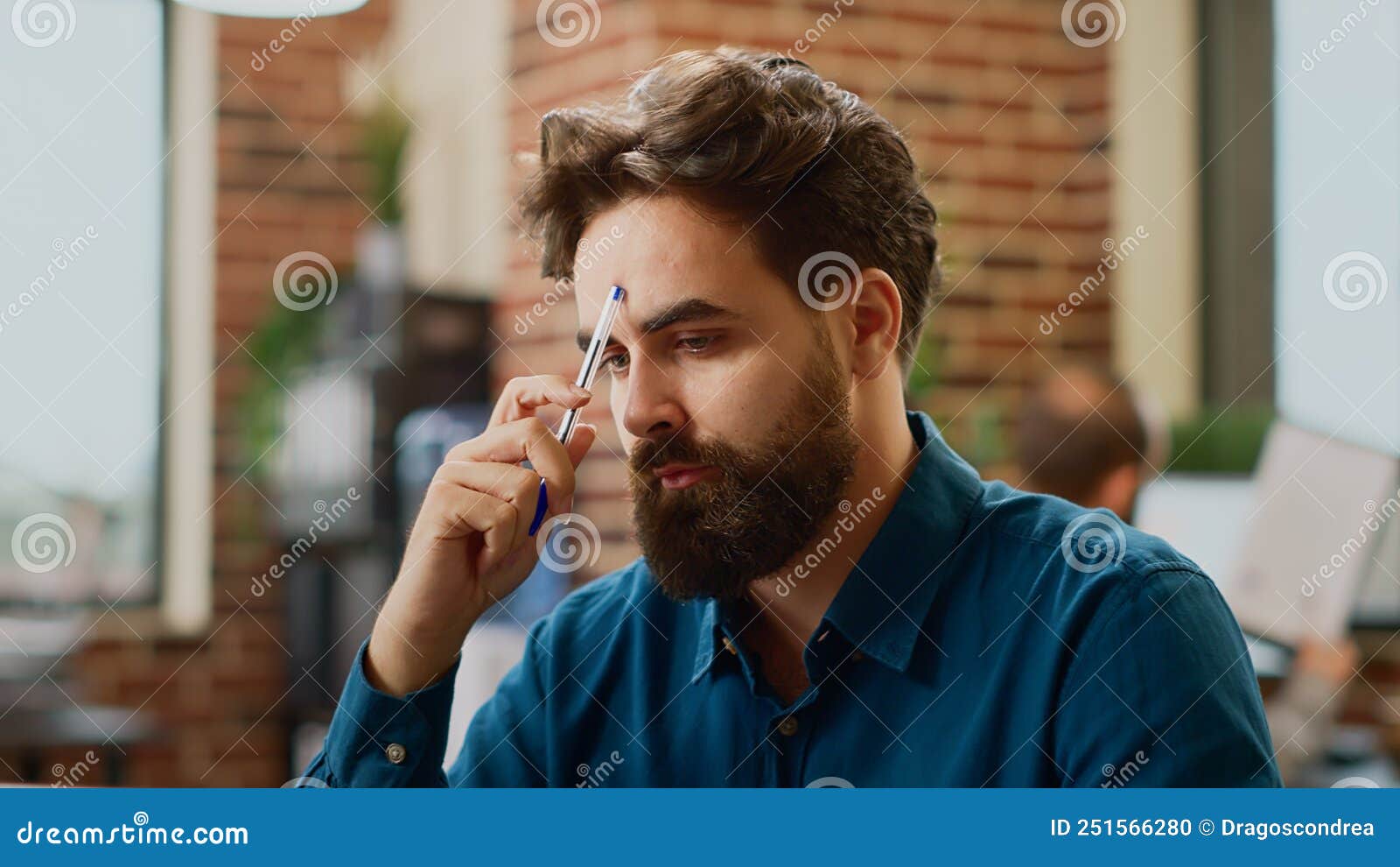 Pensive Manager Thinking about Business Solution To Plan Presentation ...