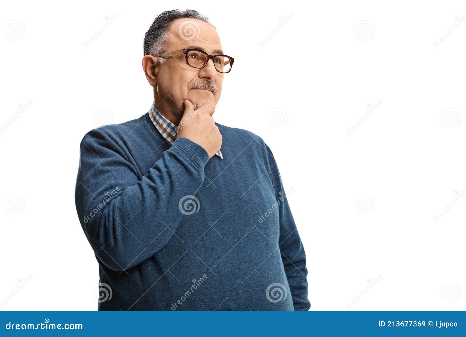 Pensive Mature Man Standing and Thinking Stock Image - Image of shot ...