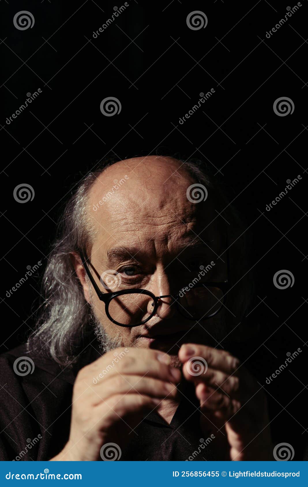 Pensive Medieval Philosopher in Eyeglasses Looking Stock Image - Image ...
