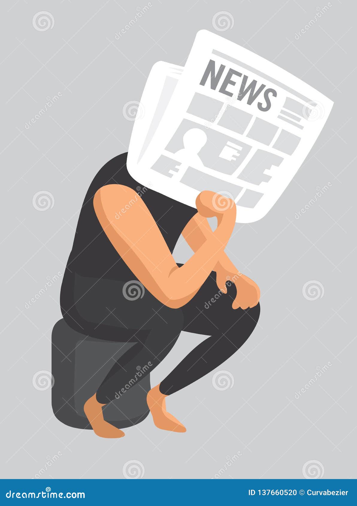 Pensive Newspaper Thinking about Future Stock Vector - Illustration of ...